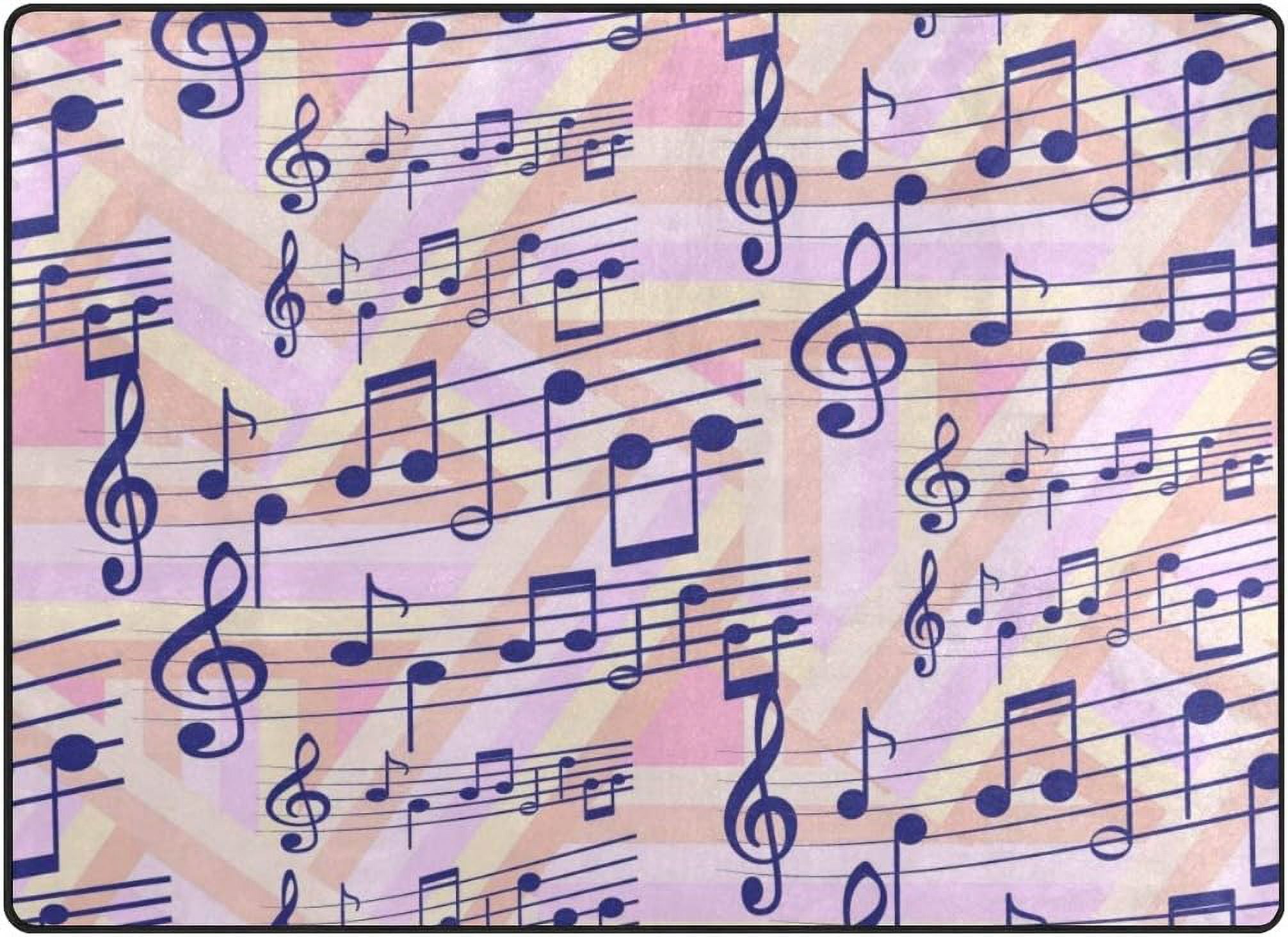 Coolnut Lightweight Soft Area Rugs 63 x 48 in, Colorful Music Notes ...