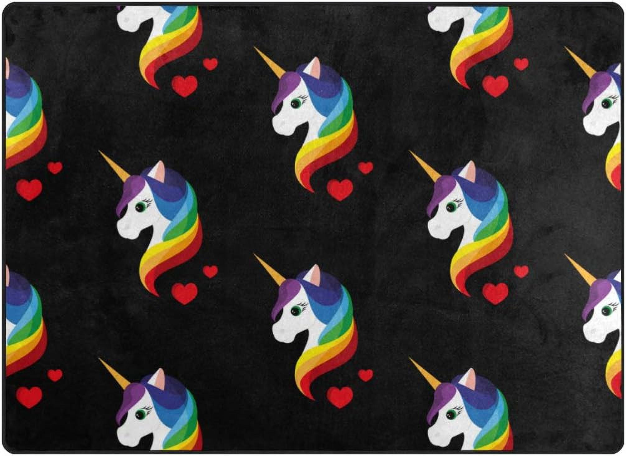 Coolnut Lightweight Soft Area Rugs 63 x 48 in, Colorful Unicorns Hearts ... Coolnut Lightweight Soft Area Rugs 63 x 48 in, Colorful Unicorns Hearts ...