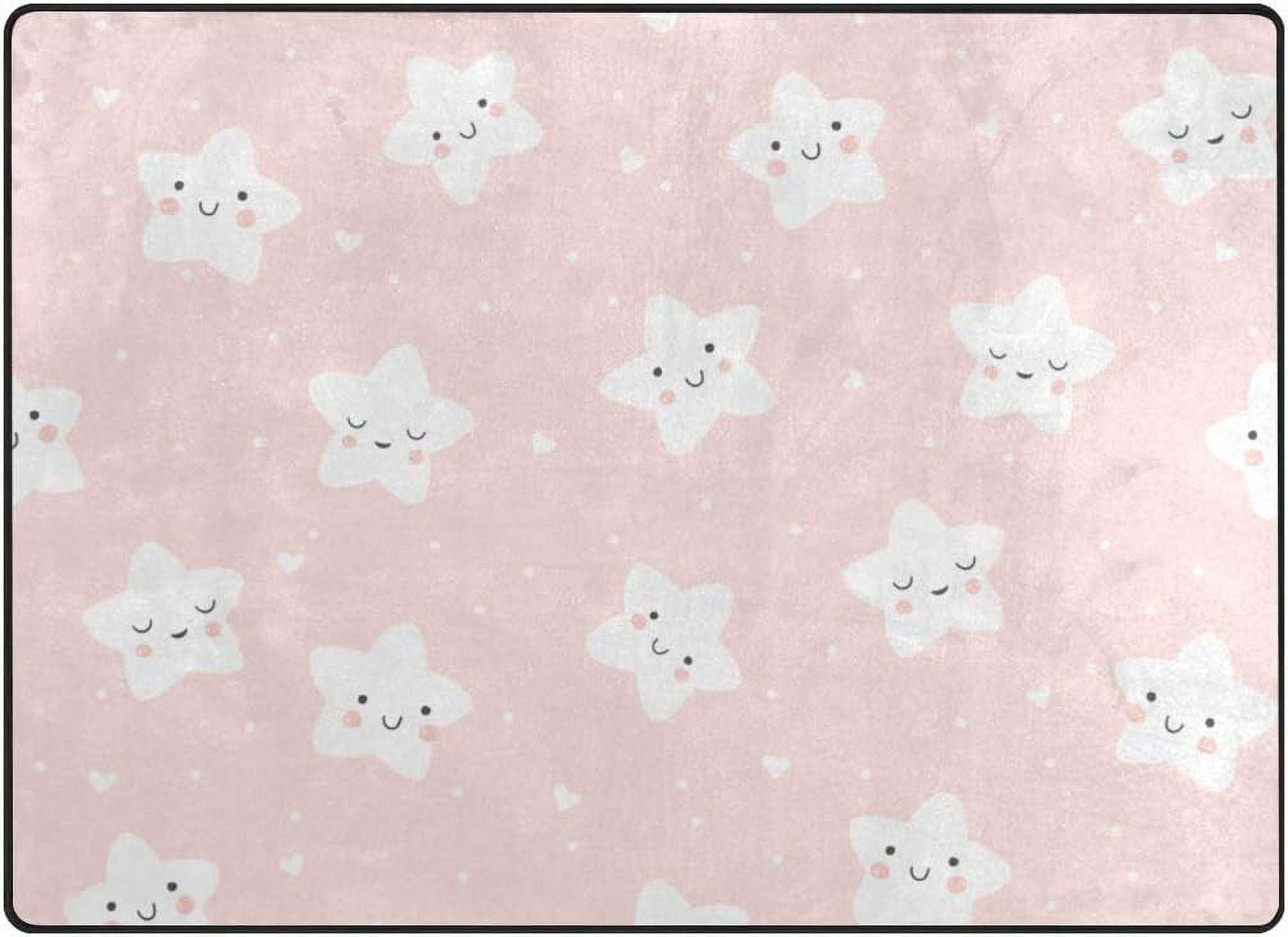 Coolnut Lightweight Soft Area Rugs 63 x 48 in, Cute Baby Stars Floor ...