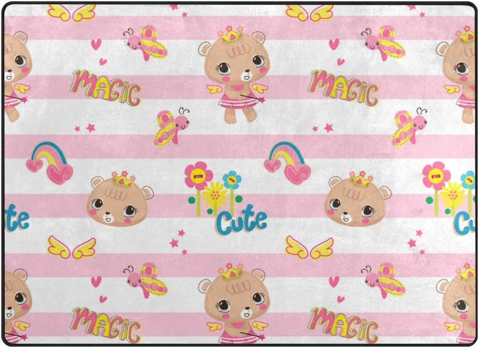 Coolnut Lightweight Soft Area Rugs 63 x 48 in, Cute Bear Wearing Crown ... Coolnut Lightweight Soft Area Rugs 63 x 48 in, Cute Bear Wearing Crown ...