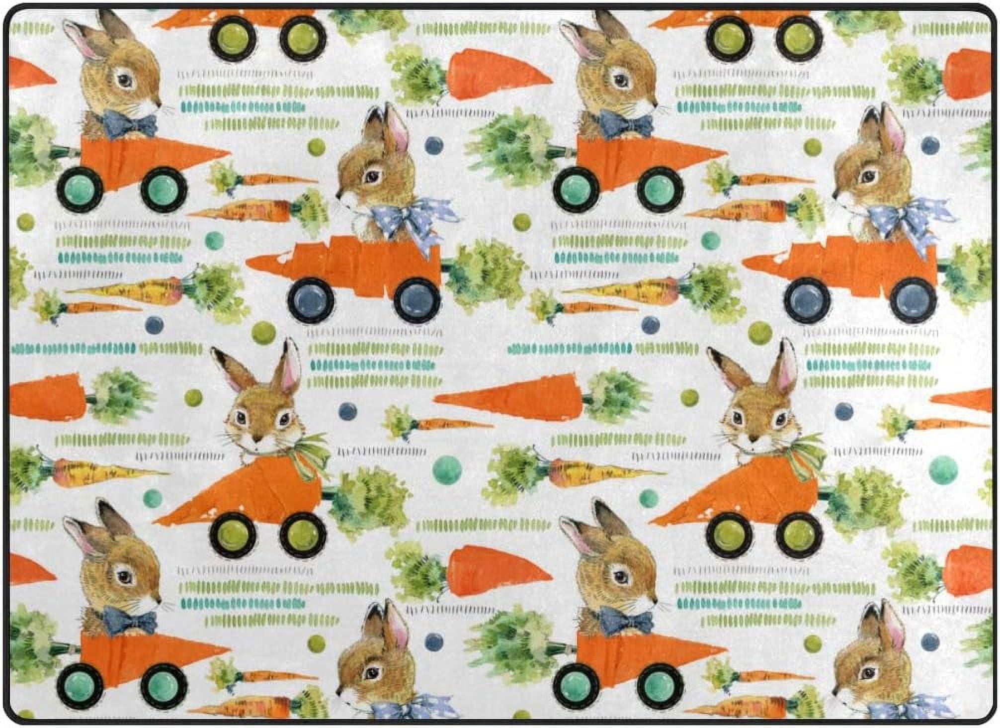 Coolnut Lightweight Soft Area Rugs 63 x 48 in, Cute Bunny with Carrots ... Coolnut Lightweight Soft Area Rugs 63 x 48 in, Cute Bunny with Carrots ...