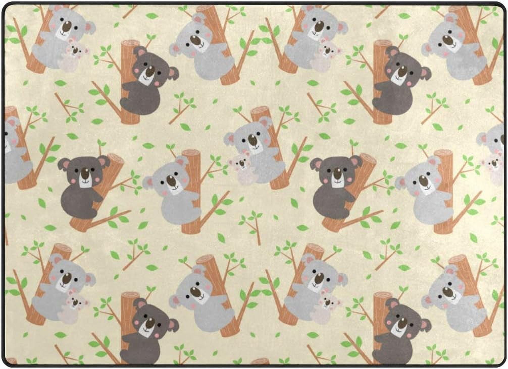Coolnut Lightweight Soft Area Rugs 63 x 48 in, Cute Koala and Leaves ...