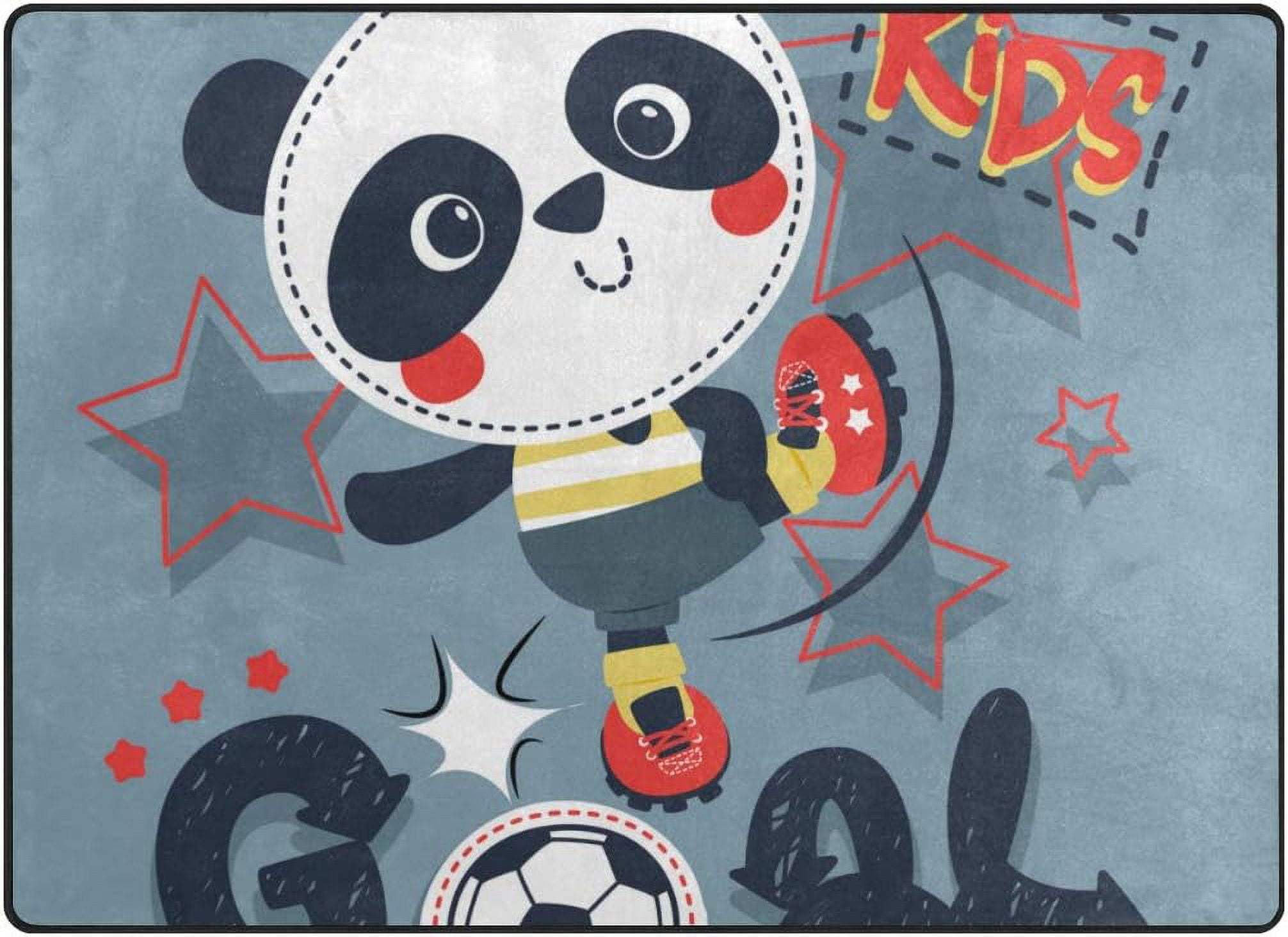 Coolnut Lightweight Soft Area Rugs 63 x 48 in, Cute Panda Kicking ...