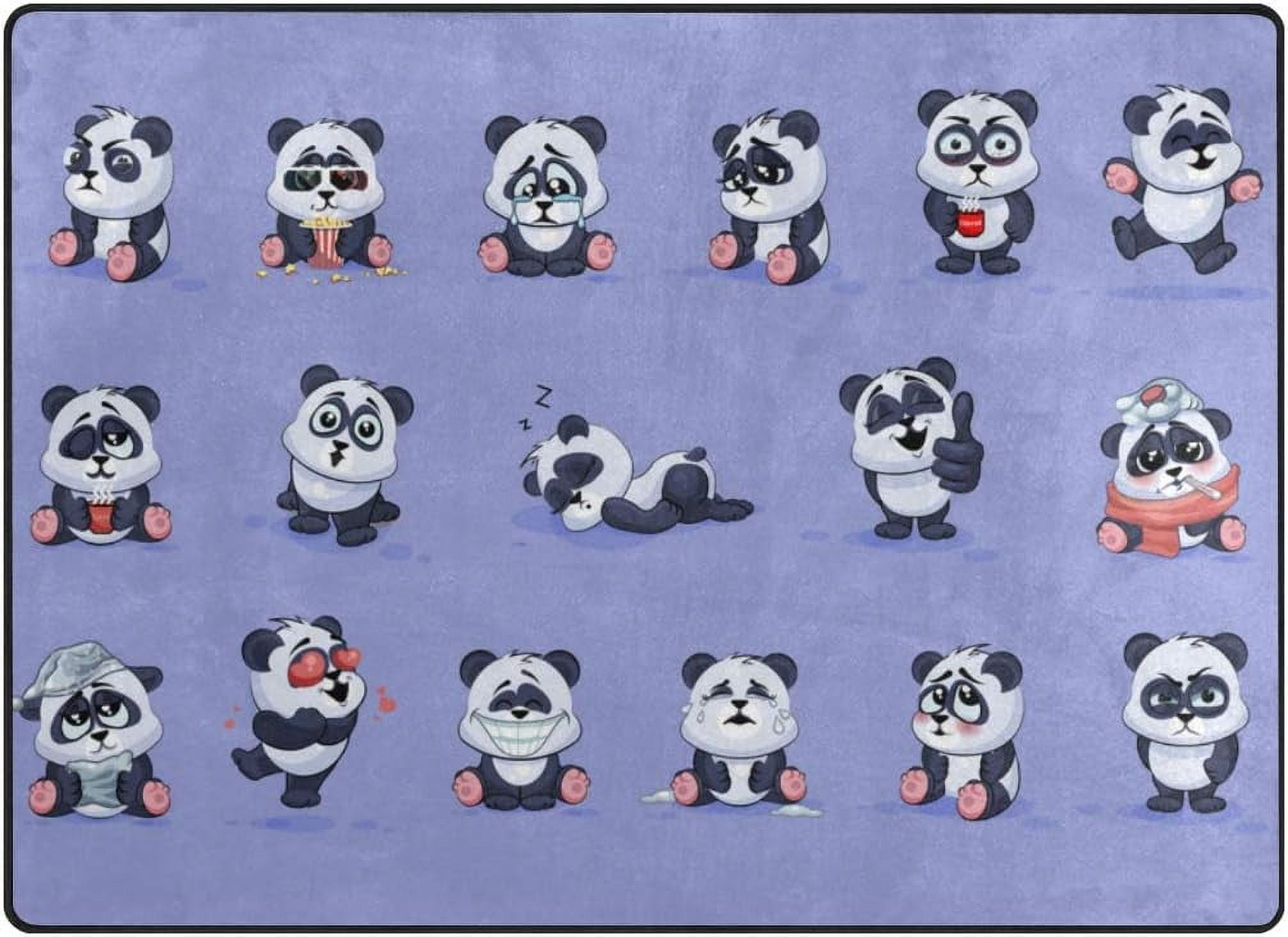Coolnut Lightweight Soft Area Rugs 63 x 48 in, Cute Pandas Set Floor ...