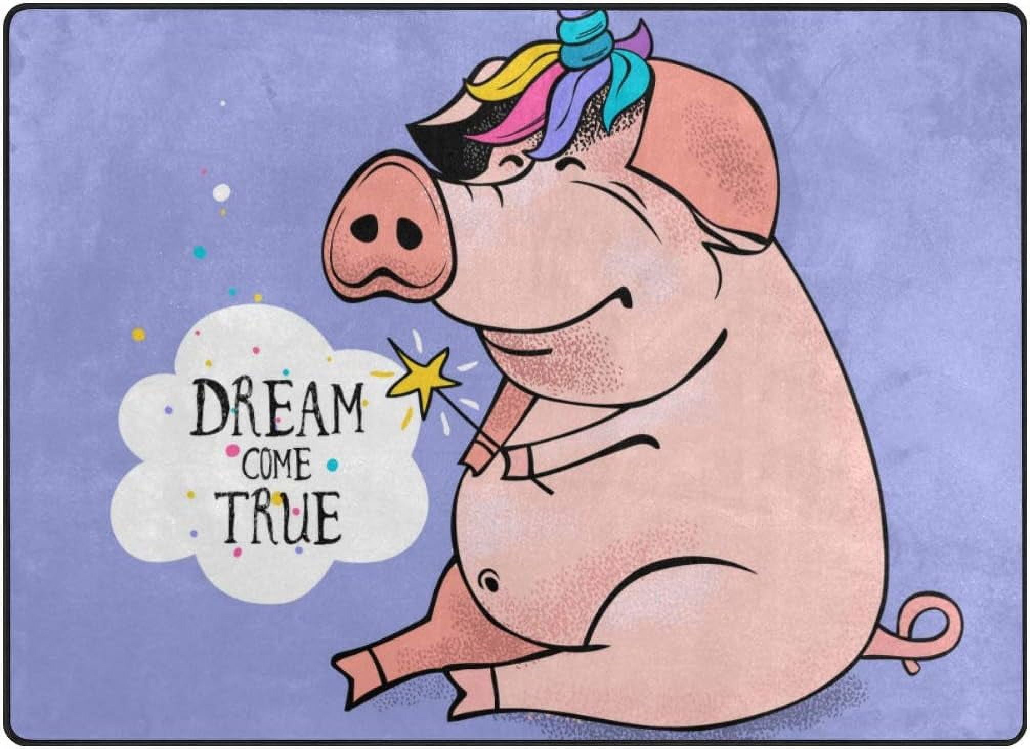Coolnut Lightweight Soft Area Rugs 63 x 48 in, Cute Pig Unicorn Floor ...