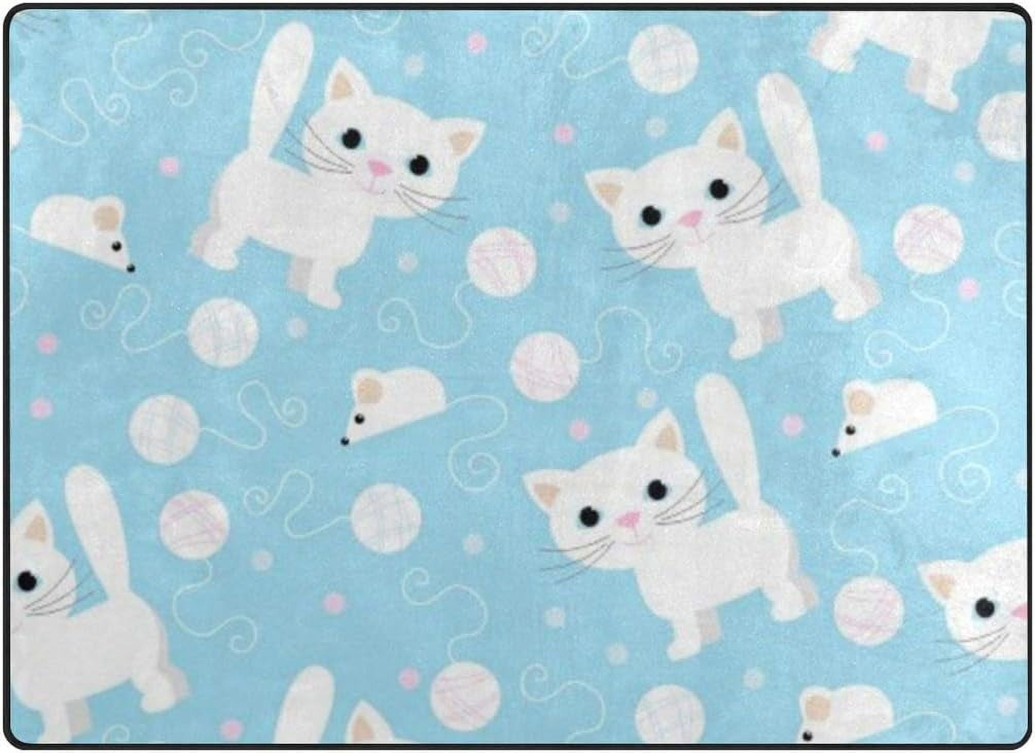 Coolnut Lightweight Soft Area Rugs 63 x 48 in, Funny Cartoon Kitten ... Coolnut Lightweight Soft Area Rugs 63 x 48 in, Funny Cartoon Kitten ...