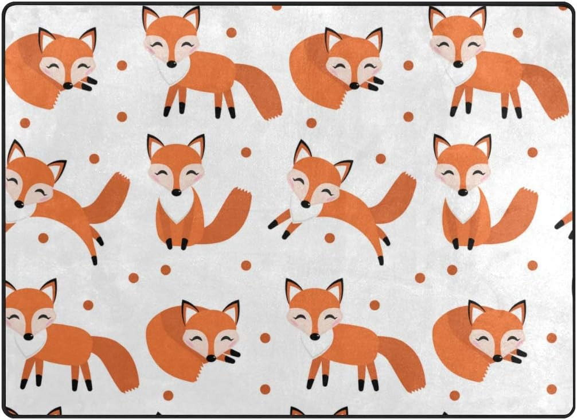 Coolnut Lightweight Soft Area Rugs 63 x 48 in, Happy Foxes On White ... Coolnut Lightweight Soft Area Rugs 63 x 48 in, Happy Foxes On White ...