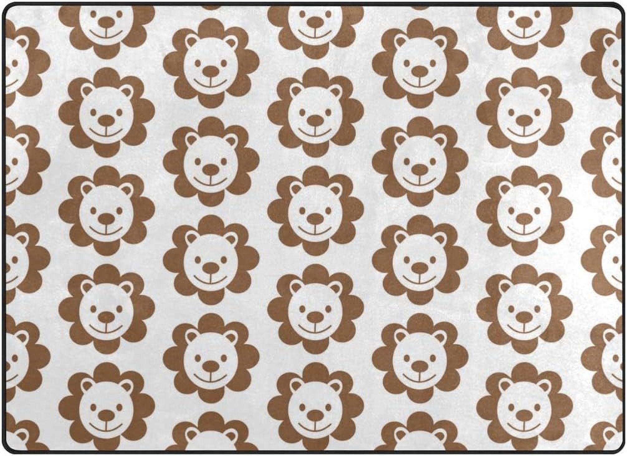 Coolnut Lightweight Soft Area Rugs 63 x 48 in, Lion Flowers Pattern ...