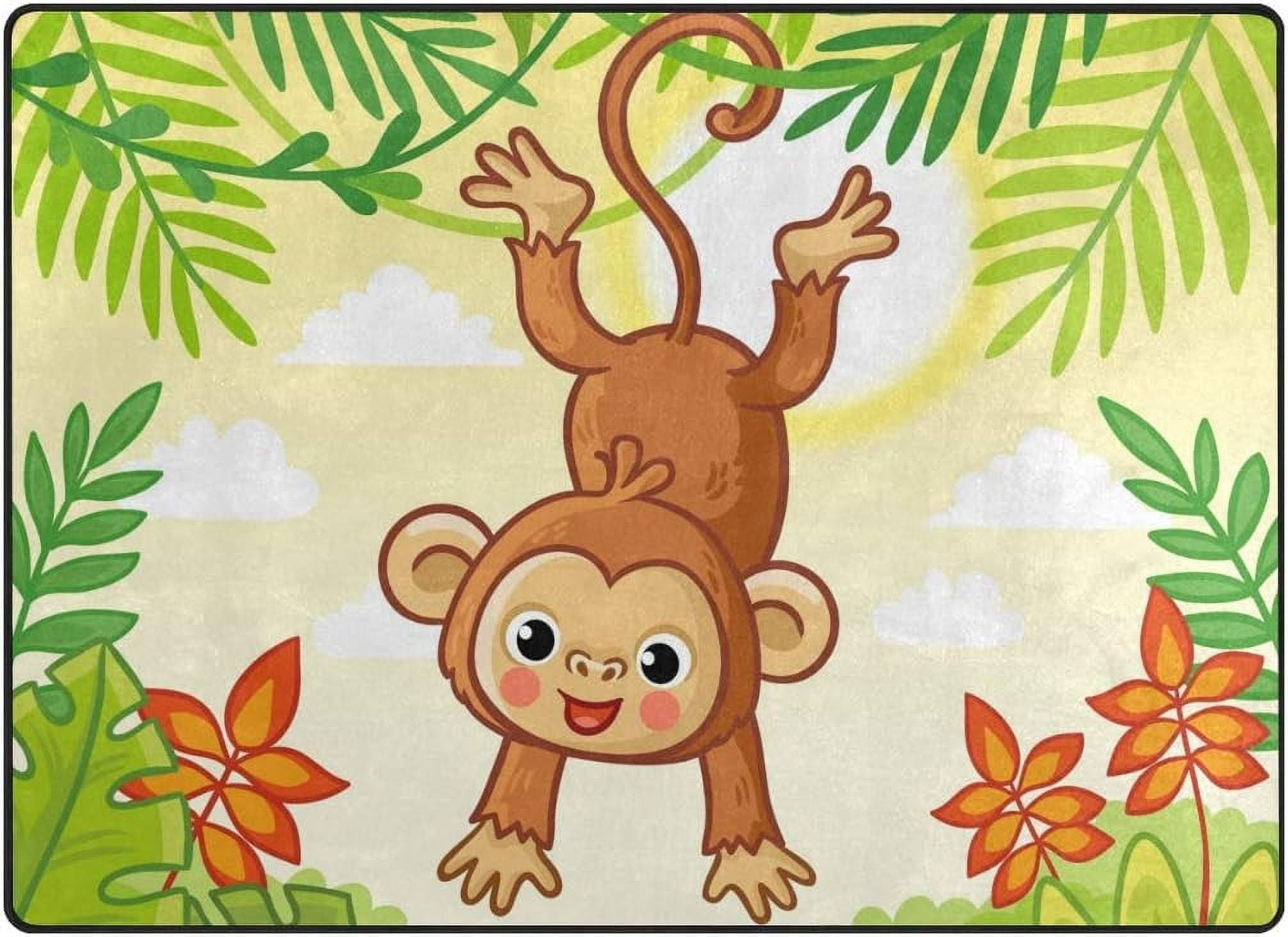 Coolnut Lightweight Soft Area Rugs 63 x 48 in, Monkey Jumping The Trees ...