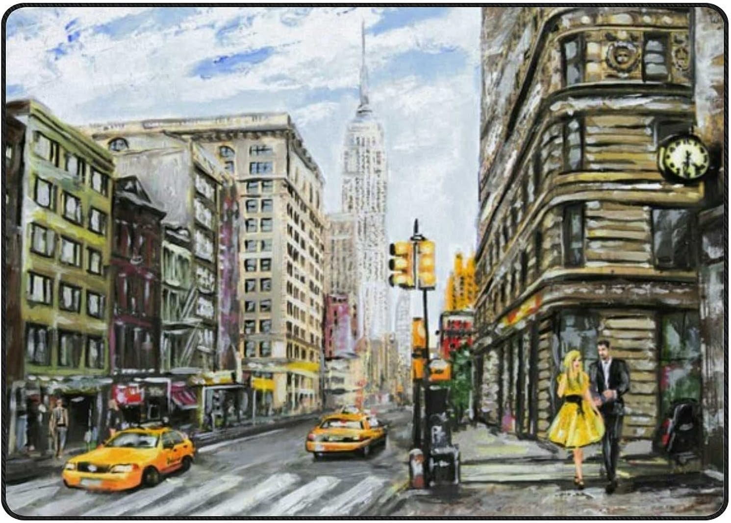 Coolnut Lightweight Soft Area Rugs 63 x 48 in, Oil Painting Street View ... Coolnut Lightweight Soft Area Rugs 63 x 48 in, Oil Painting Street View ...