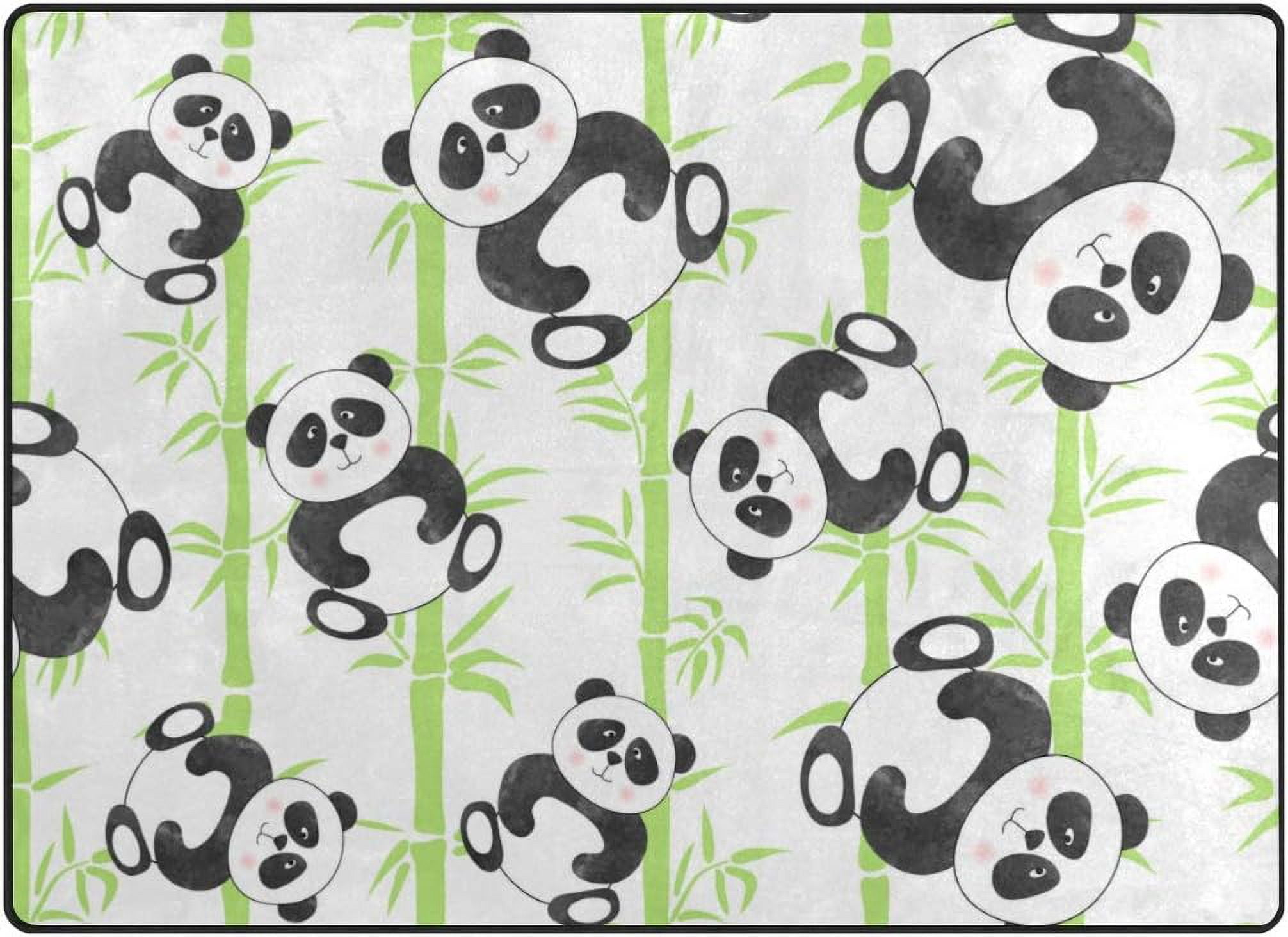 Coolnut Lightweight Soft Area Rugs 63 x 48 in, Panda with Green Bamboo ...