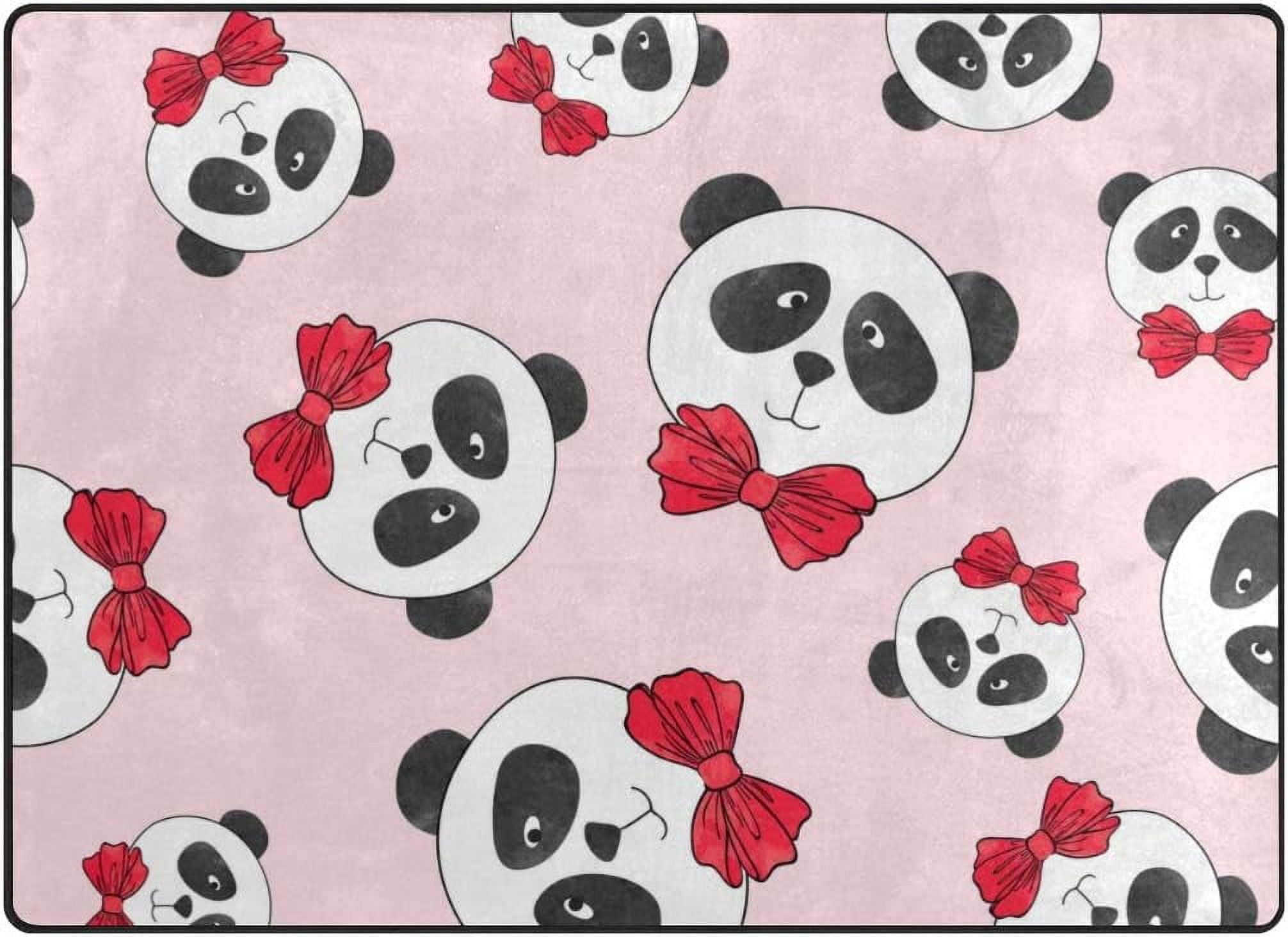 Coolnut Lightweight Soft Area Rugs 63 x 48 in, Panda with Red Bow-Tie ...