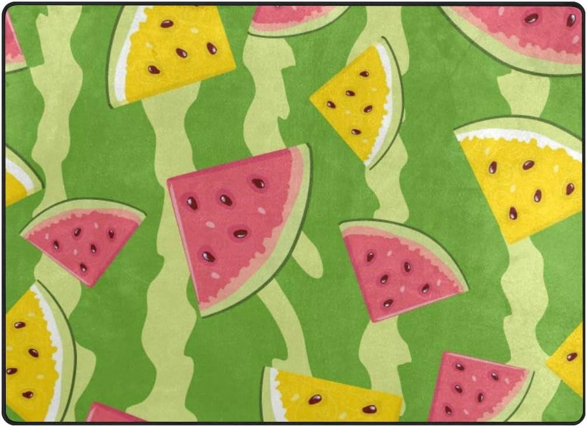 Coolnut Lightweight Soft Area Rugs 63 x 48 in, Pattern with Watermelon ...