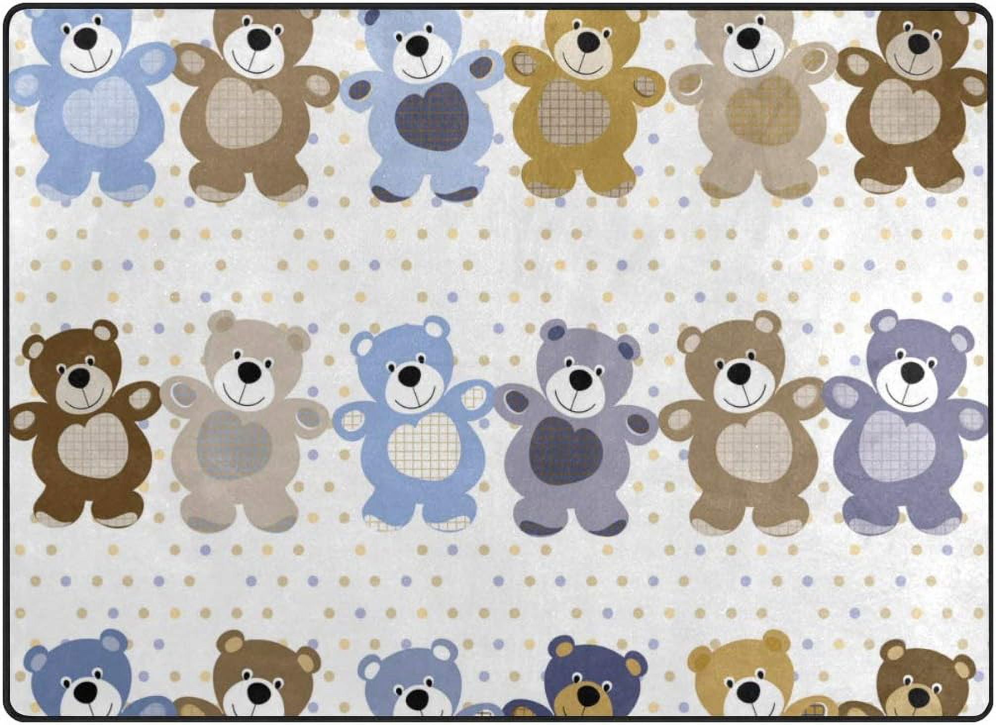 Coolnut Lightweight Soft Area Rugs 63 x 48 in, Toy Teddy Bear and Dots ...