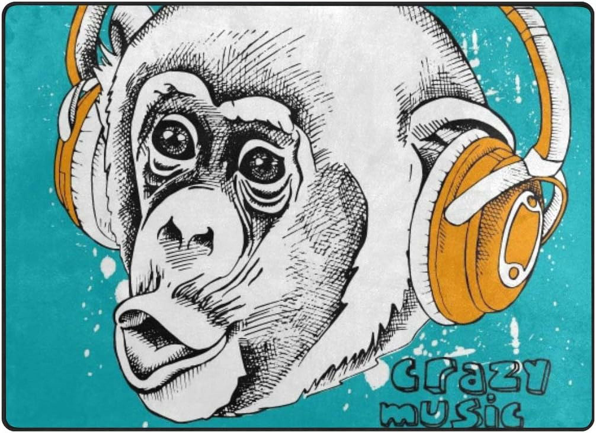 Coolnut Lightweight Soft Area Rugs, 80 x 58 inch（6'8" x 4'10"） Monkey ...