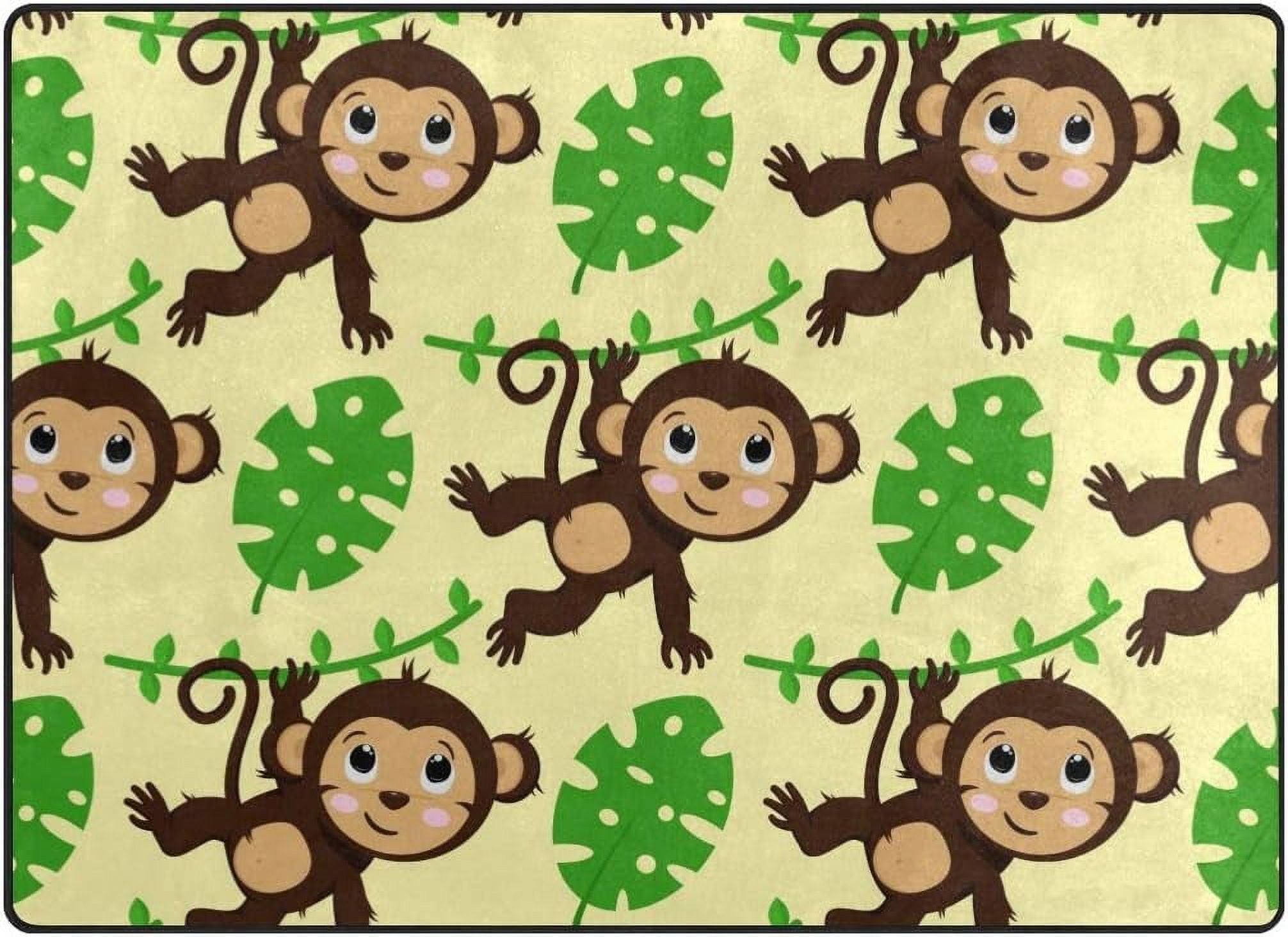 Coolnut Lightweight Soft Area Rugs, 80 x 58 inch（6'8" x 4'10"） Monkey ...