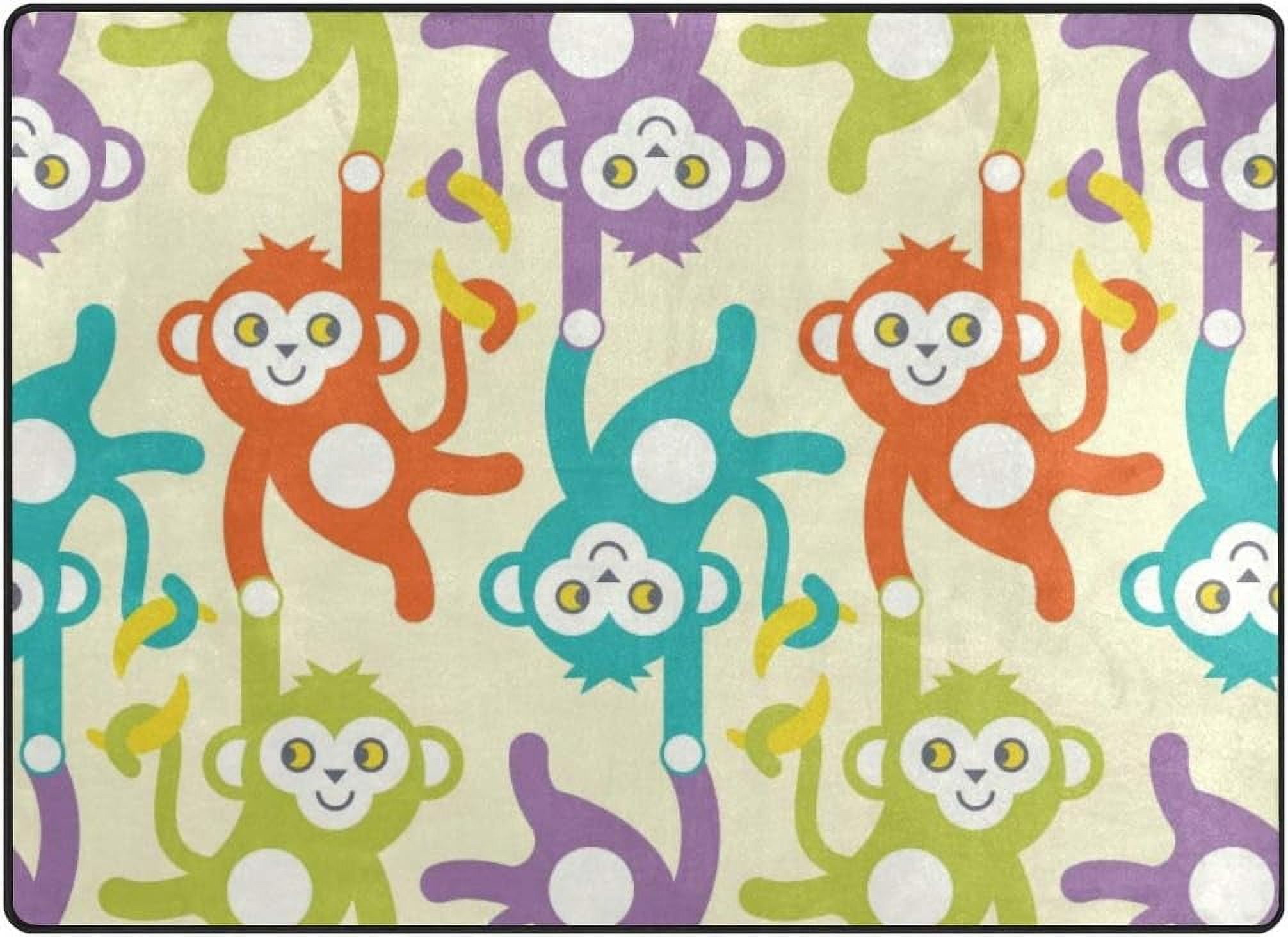 Coolnut Lightweight Soft Area Rugs, 80 x 58 inch（6'8" x 4'10"） Monkeys ...