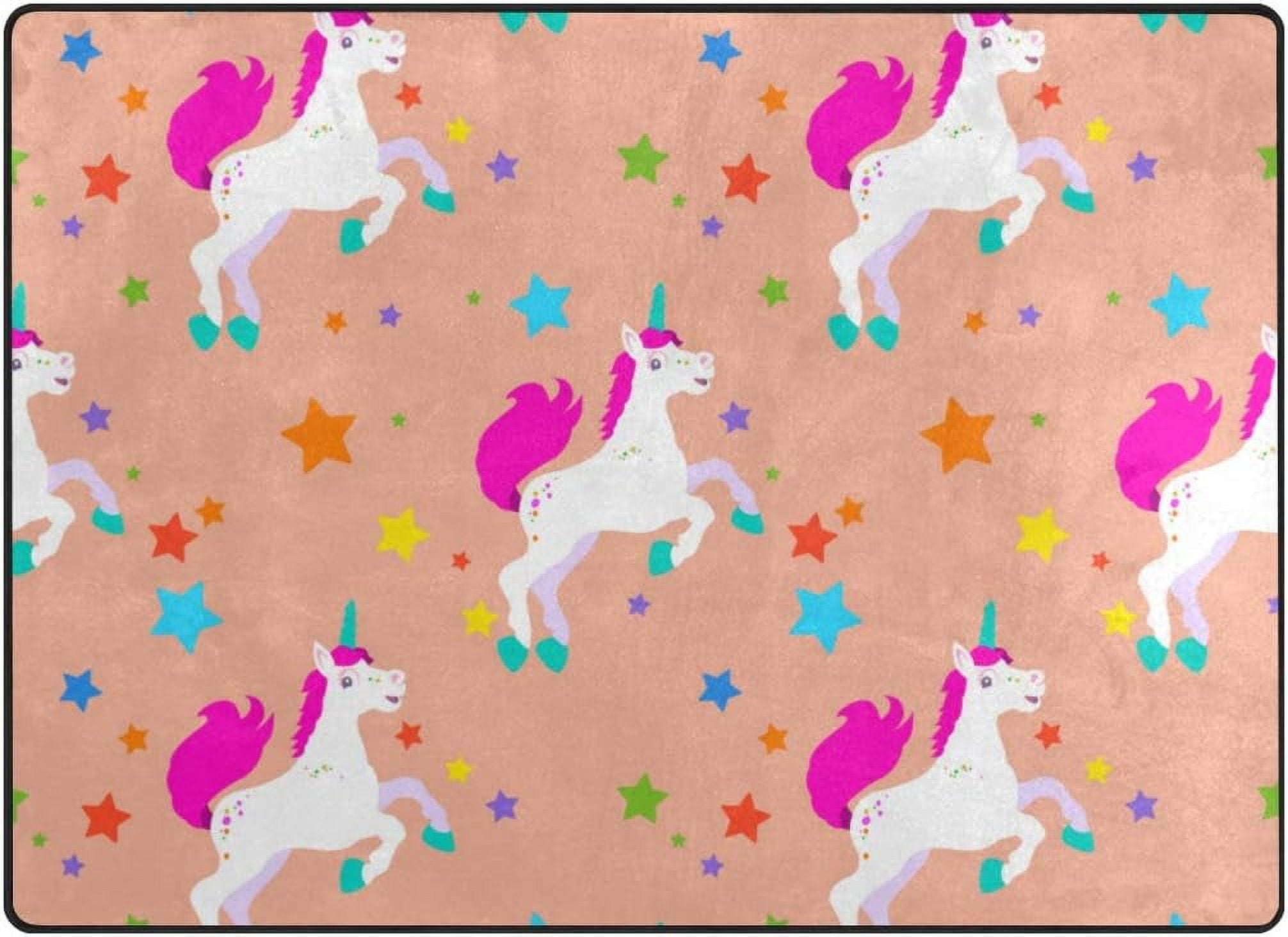 Coolnut Lightweight Soft Area Rugs, 80 x 58 inch（6'8" x 4'10"） Unicorn ...
