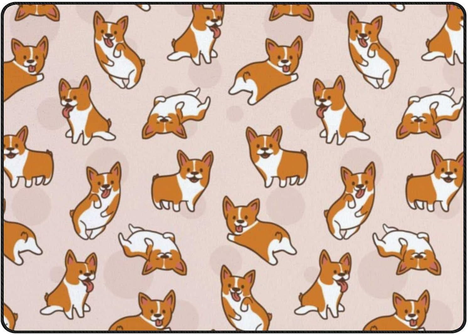 Coolnut Lightweight Soft Area Rugs Cartoon Corgis Pattern Floor Carpet ...
