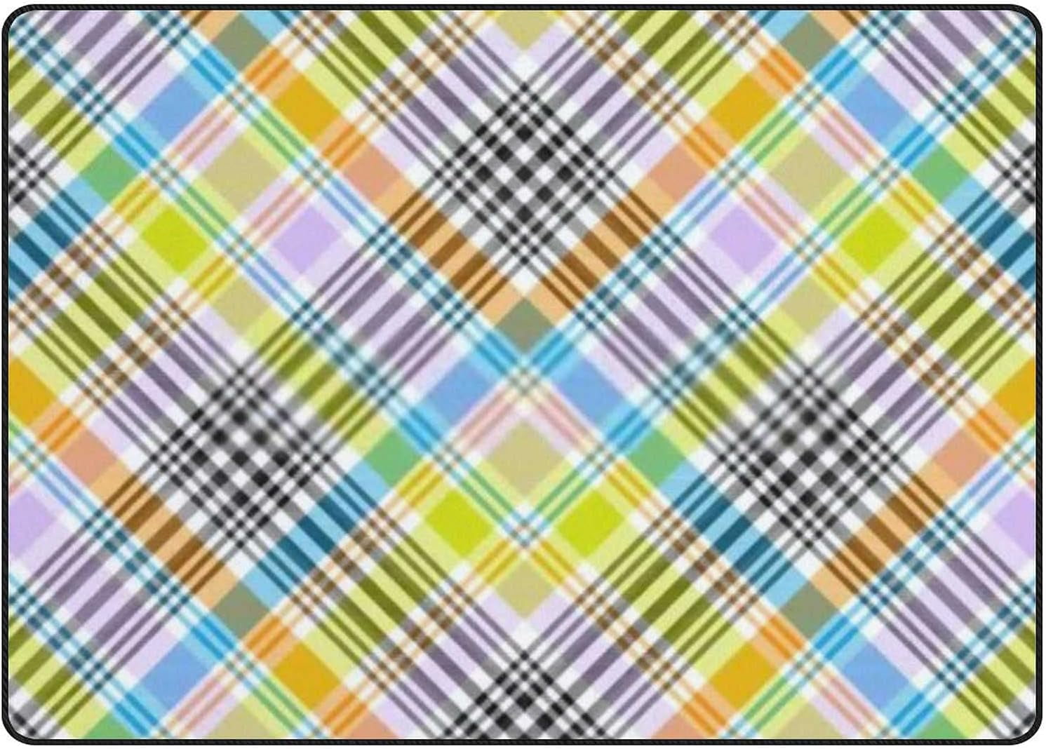 Coolnut Lightweight Soft Area Rugs Colorful Chevron Plaid Tartan ...