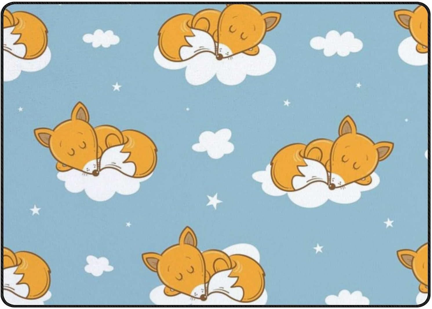 Coolnut Lightweight Soft Area Rugs Cute Sleeping Foxes Clouds and Stars ...