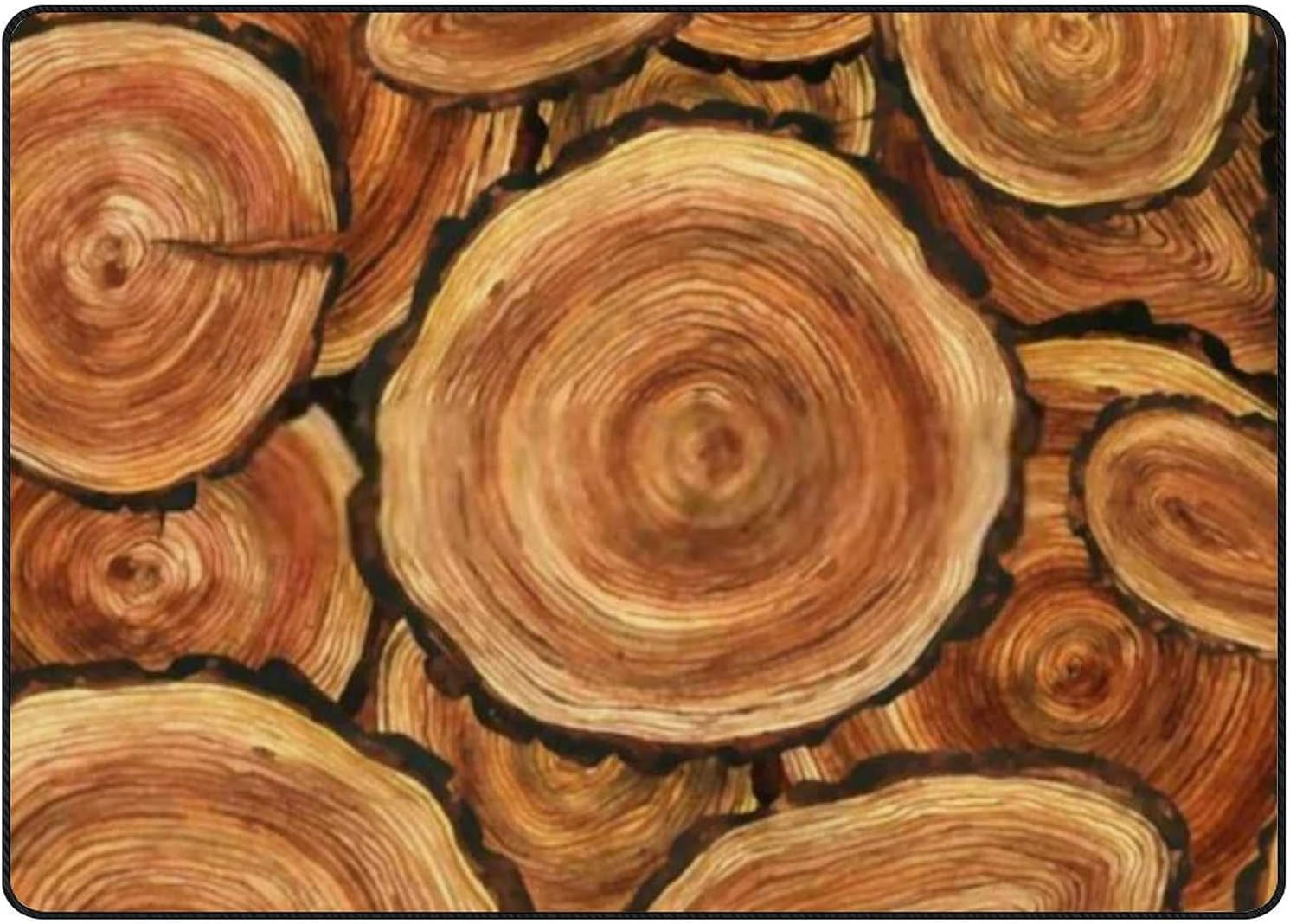 Coolnut Lightweight Soft Area Rugs Wood Cut Pattern Floor Carpet Mat ...