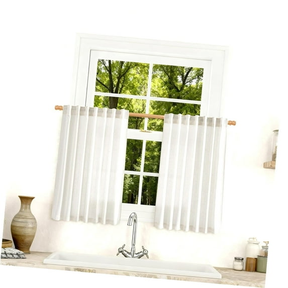 Coolnut Linen Curtains 40 inch Length 2 Panels Set Farmhouse Living ...