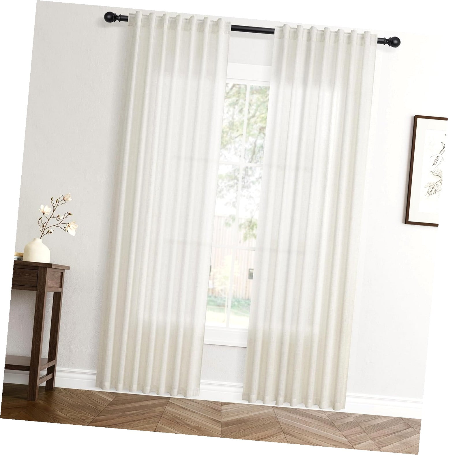 Coolnut Linen Curtains 80 inch Length 2 Panels Set Farmhouse Living ...