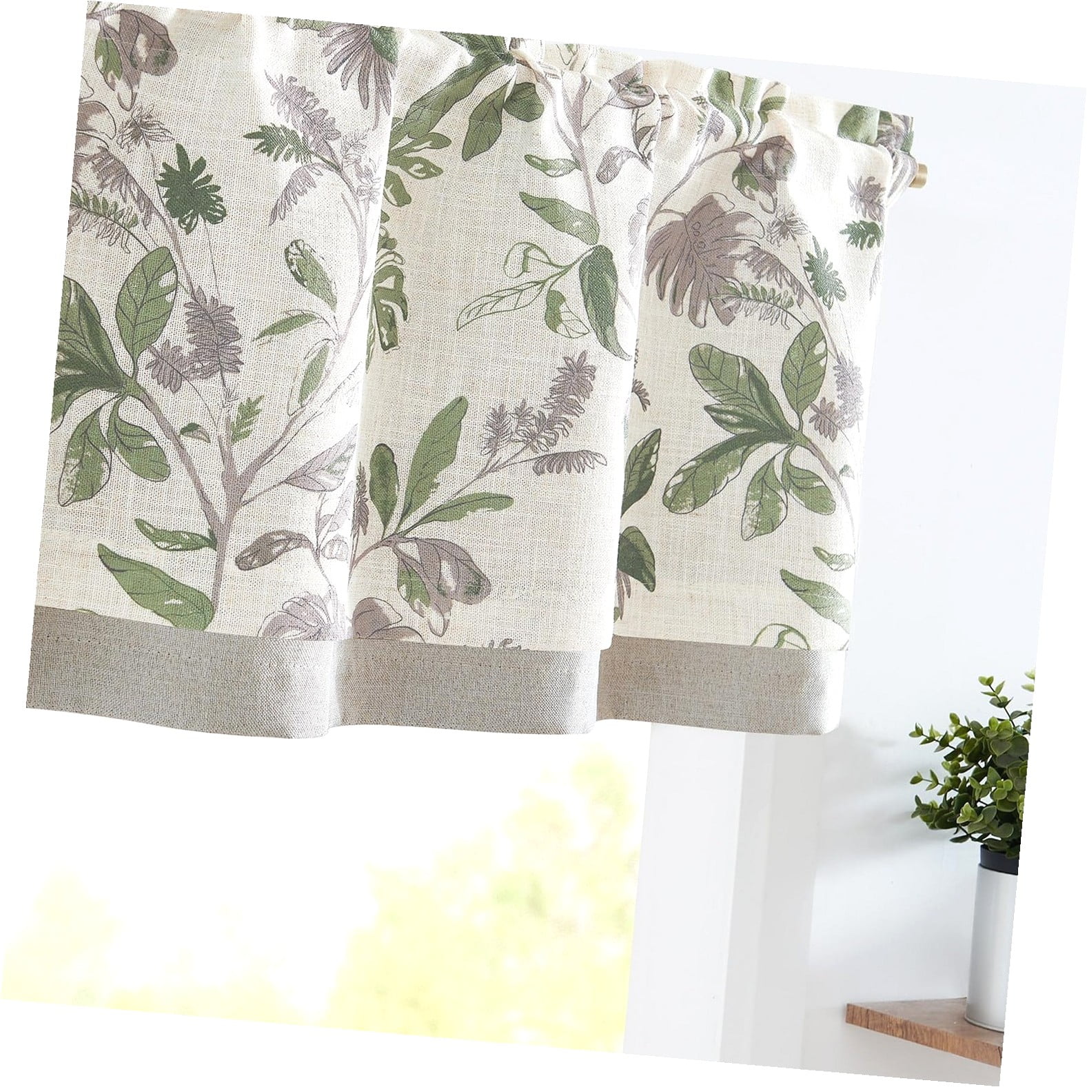 Coolnut Linen Valance Double Layer Kitchen Window Curtain Beige Valance ...