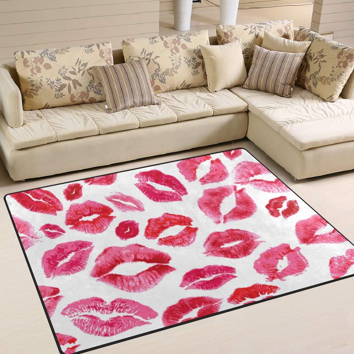 Coolnut Lips On White Background Lightweight Area Rugs Carpet Mats ...