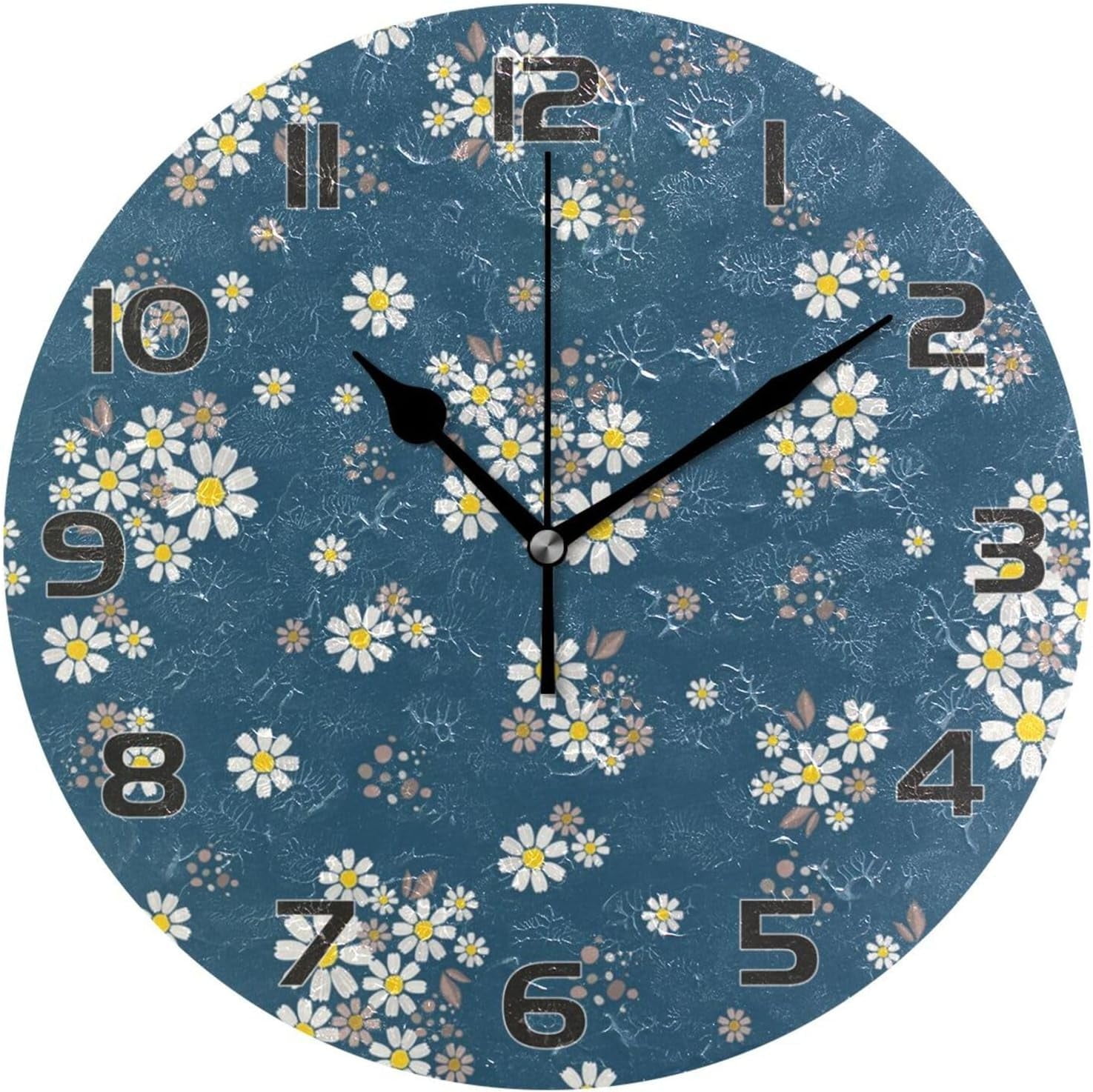 Coolnut Little Daisy Round Wall Clock, 9.84 inch Silent Wall Clock for ...
