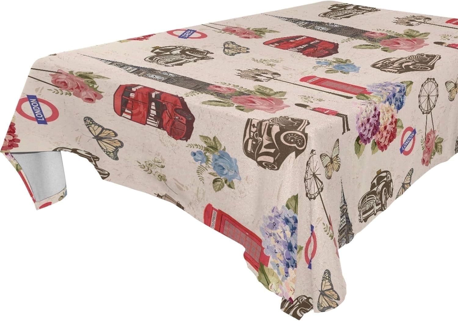 Coolnut London British Style Rectangle Tablecloth 60" x 60", Waterproof ...