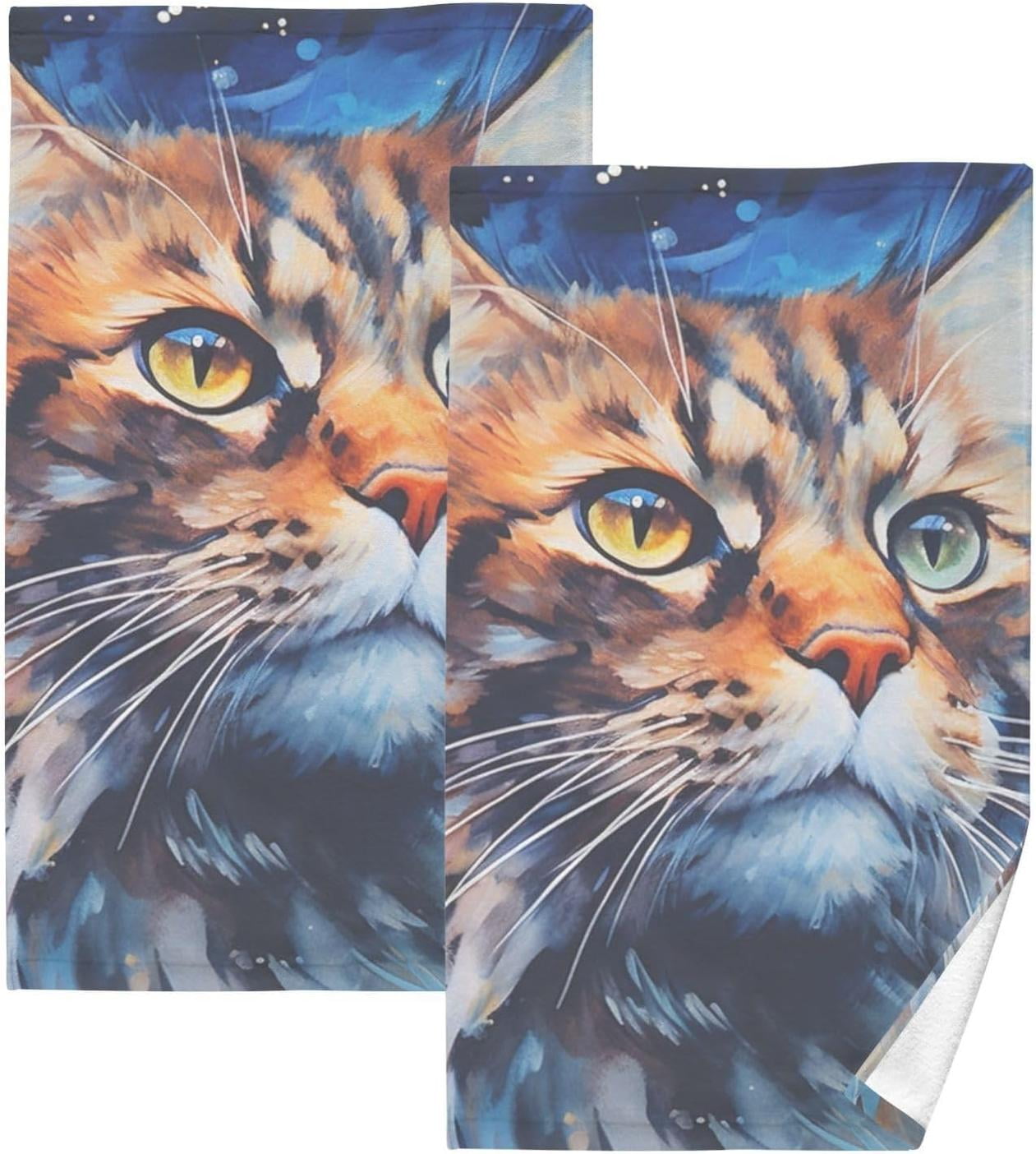 Coolnut Long Hair Cat Bathroom Towels 2 Pieces 16×28 inches, Cotton ...