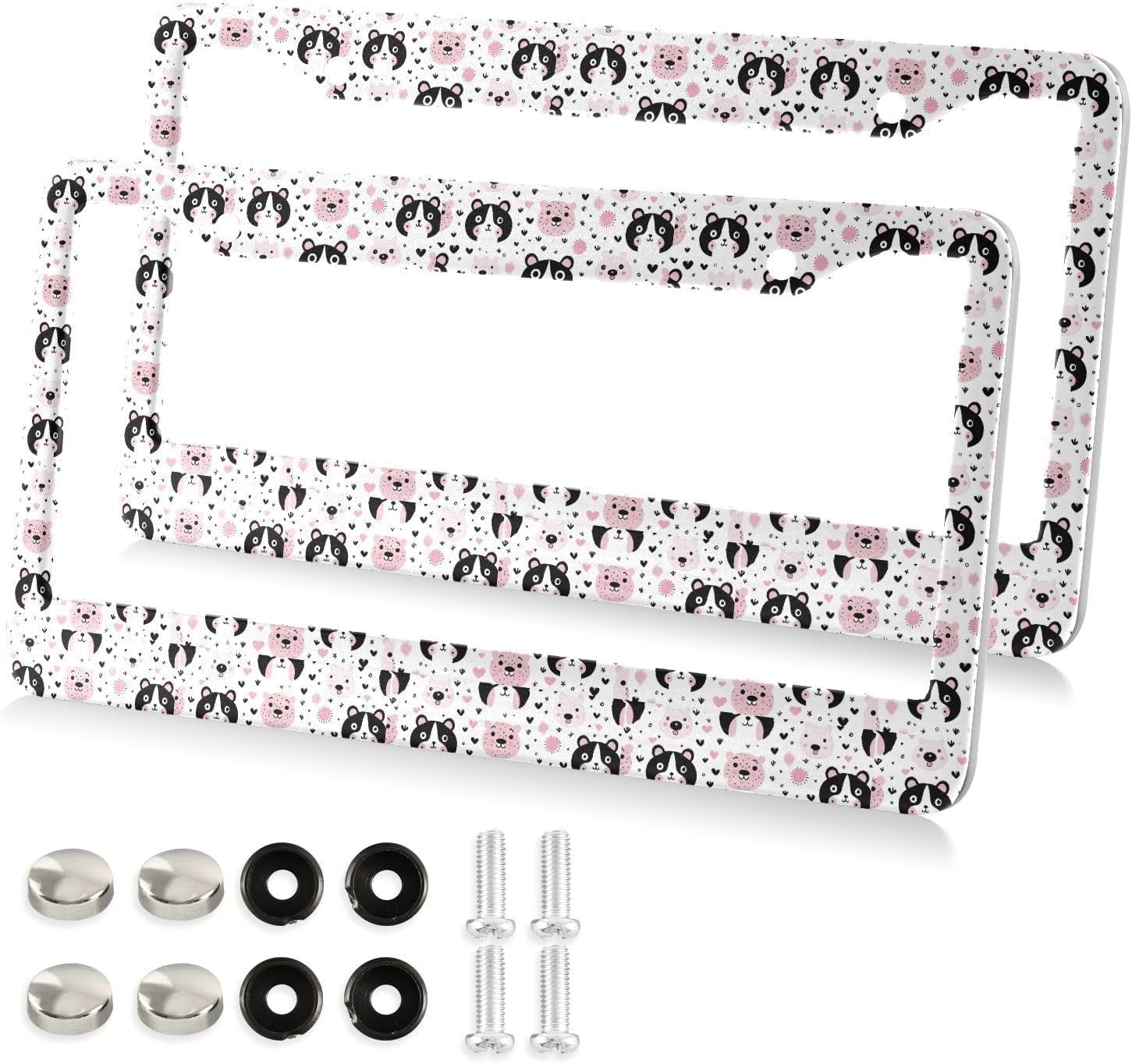 Coolnut Lovely Panda License Plate Frames 2 Packs,License Plate Covers ...