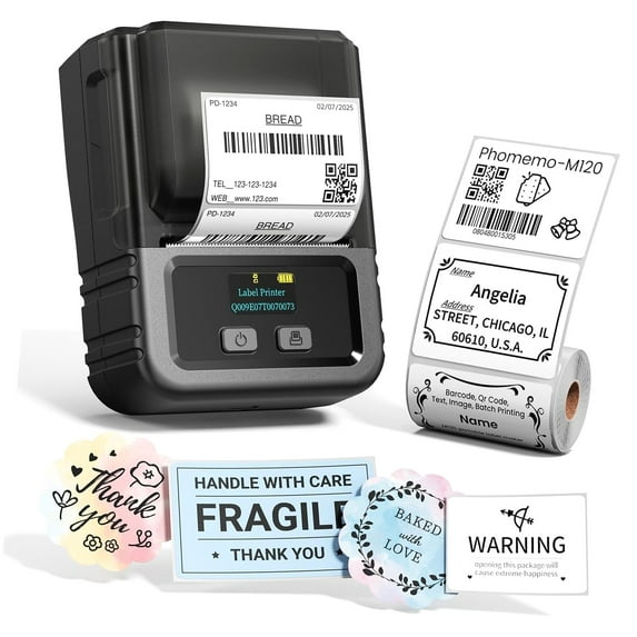 Coolnut M120 Label Maker, 2 Inch Barcode Printer, Thermal Label Maker ...