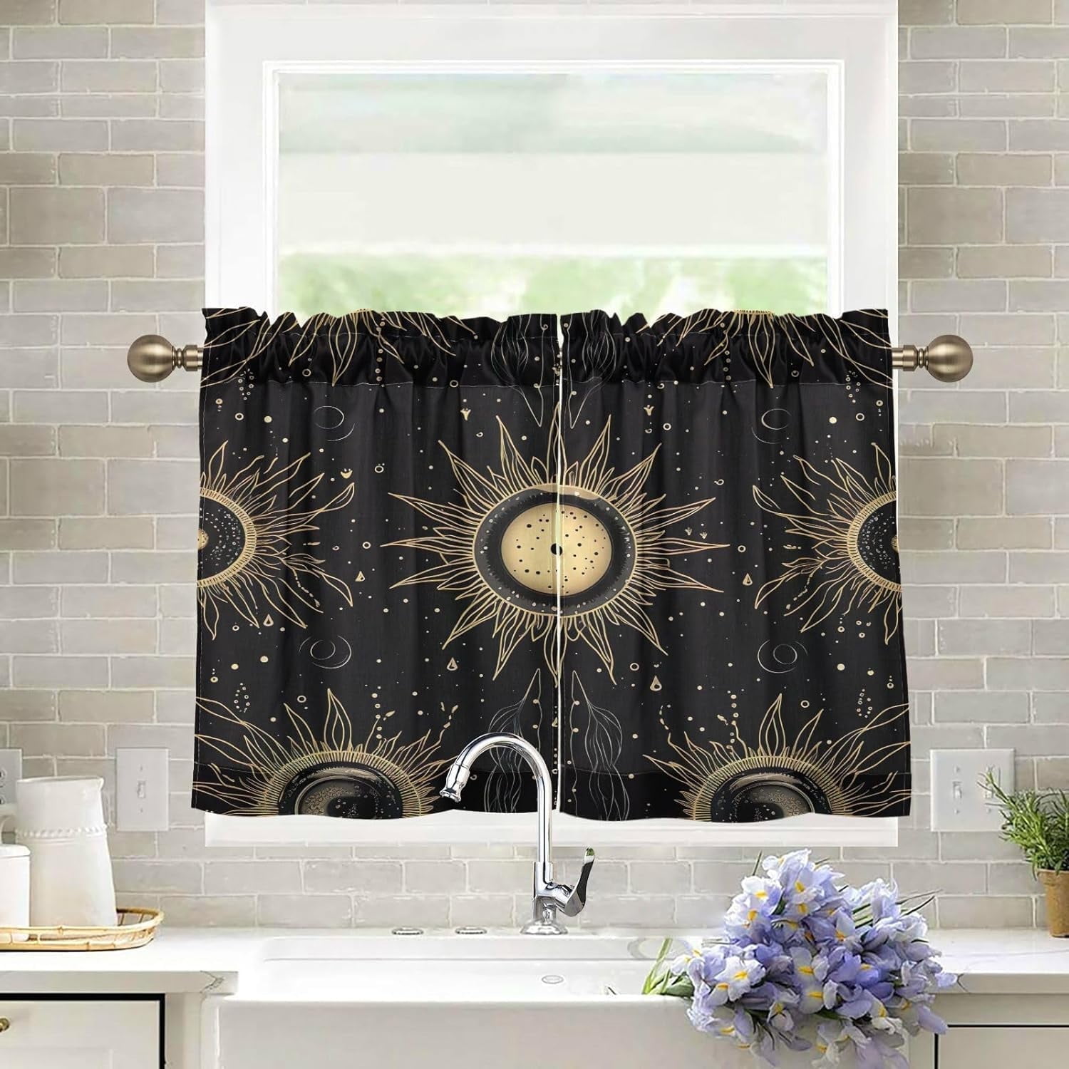 Coolnut Magic Eyes Kitchen Curtains 36 Inch Length Blackout Thermal ...