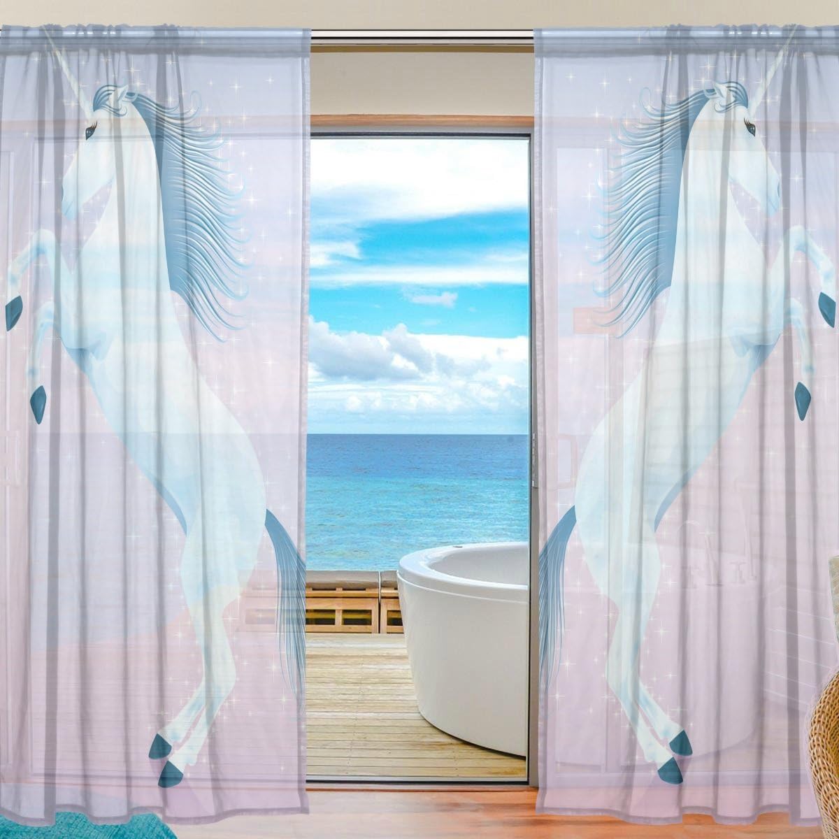 Coolnut Magic Unicorn Rising Up On His Hind Legs Sheer Gauze Door ...