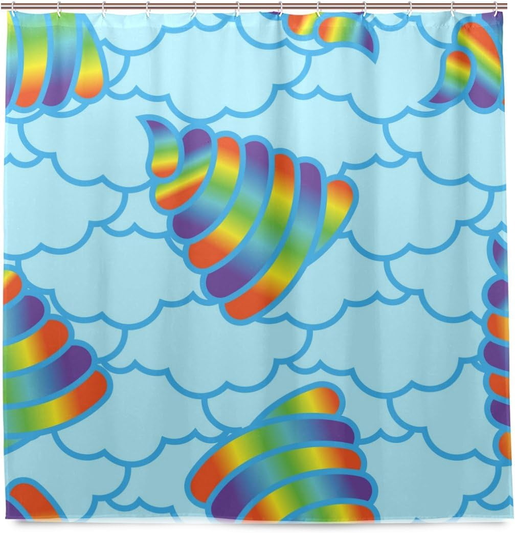 Coolnut Magical Poop Rainbow Bath Shower Curtain Liners 72"x72", 100% ...