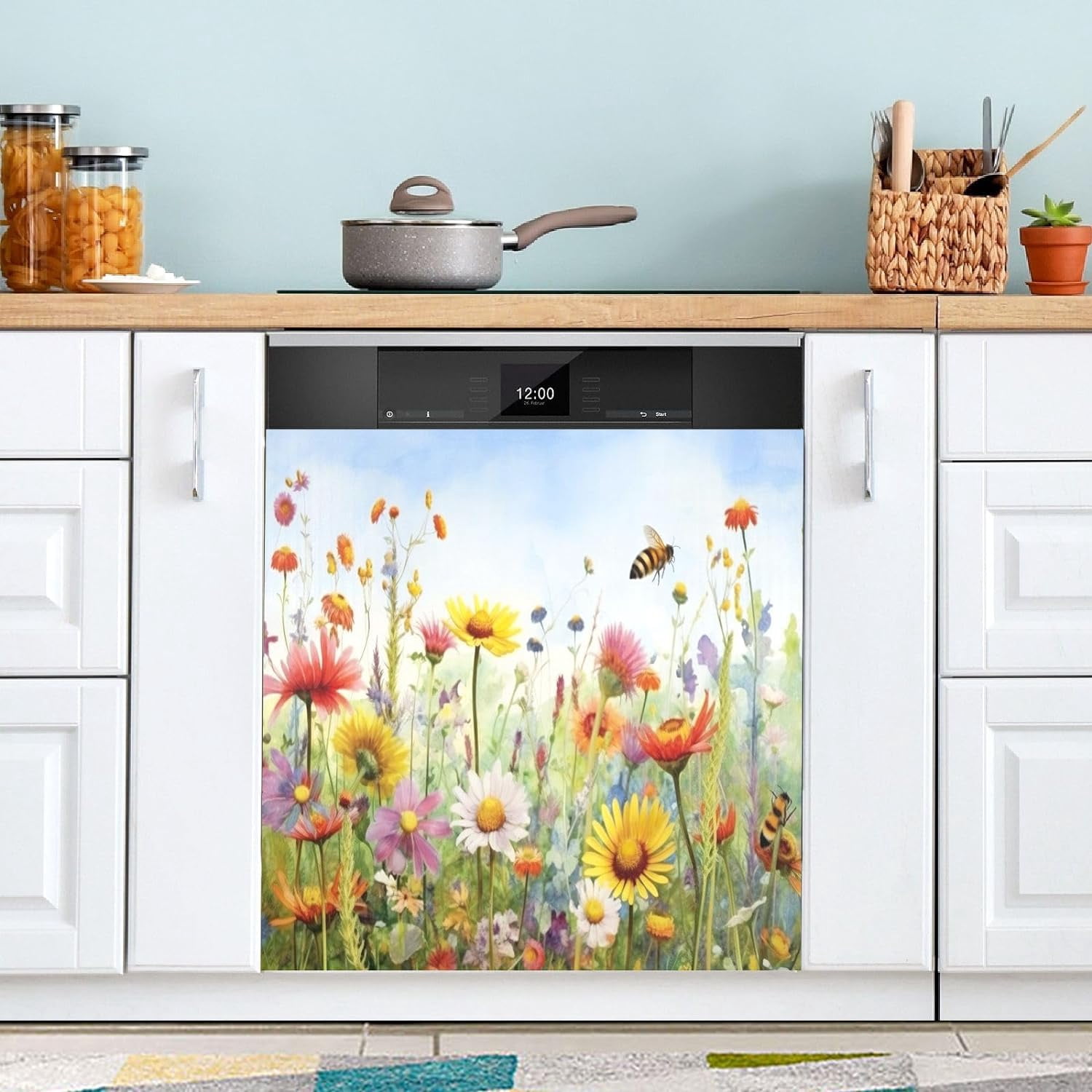 Coolnut Magnetic Dishwasher Stickers Bees and Flowers Kitchen ...