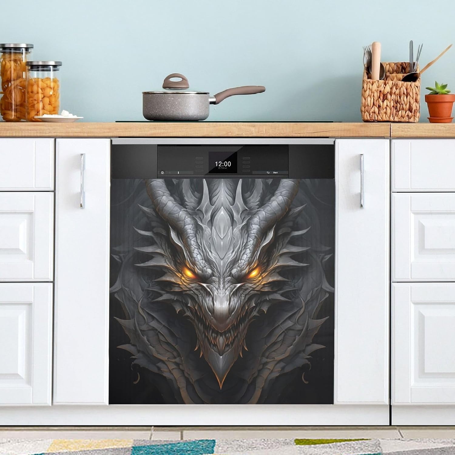 Coolnut Magnetic Dishwasher Stickers Black Dragon Portrait Kitchen ...