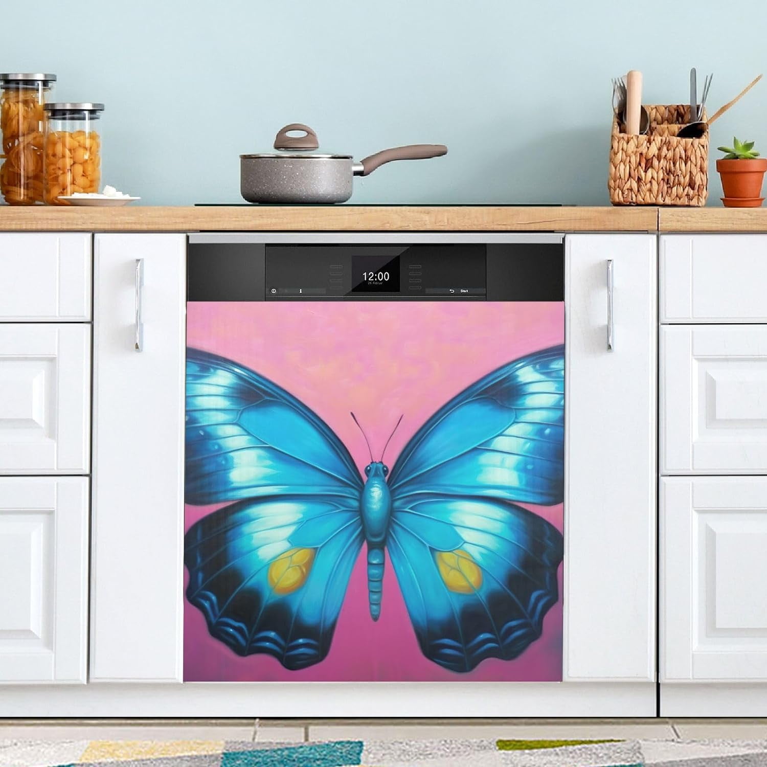 Coolnut Magnetic Dishwasher Stickers Blue Butterfly Portrait Kitchen ...