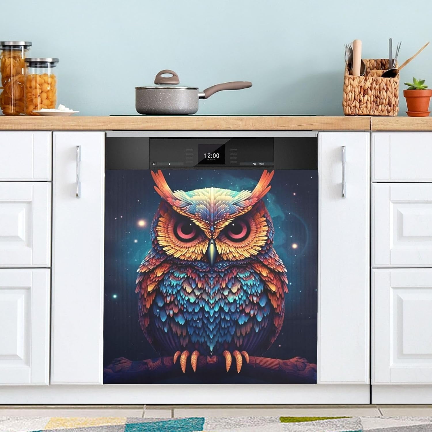 Coolnut Magnetic Dishwasher Stickers Boho Owl Kitchen Dishwasher Cover ...