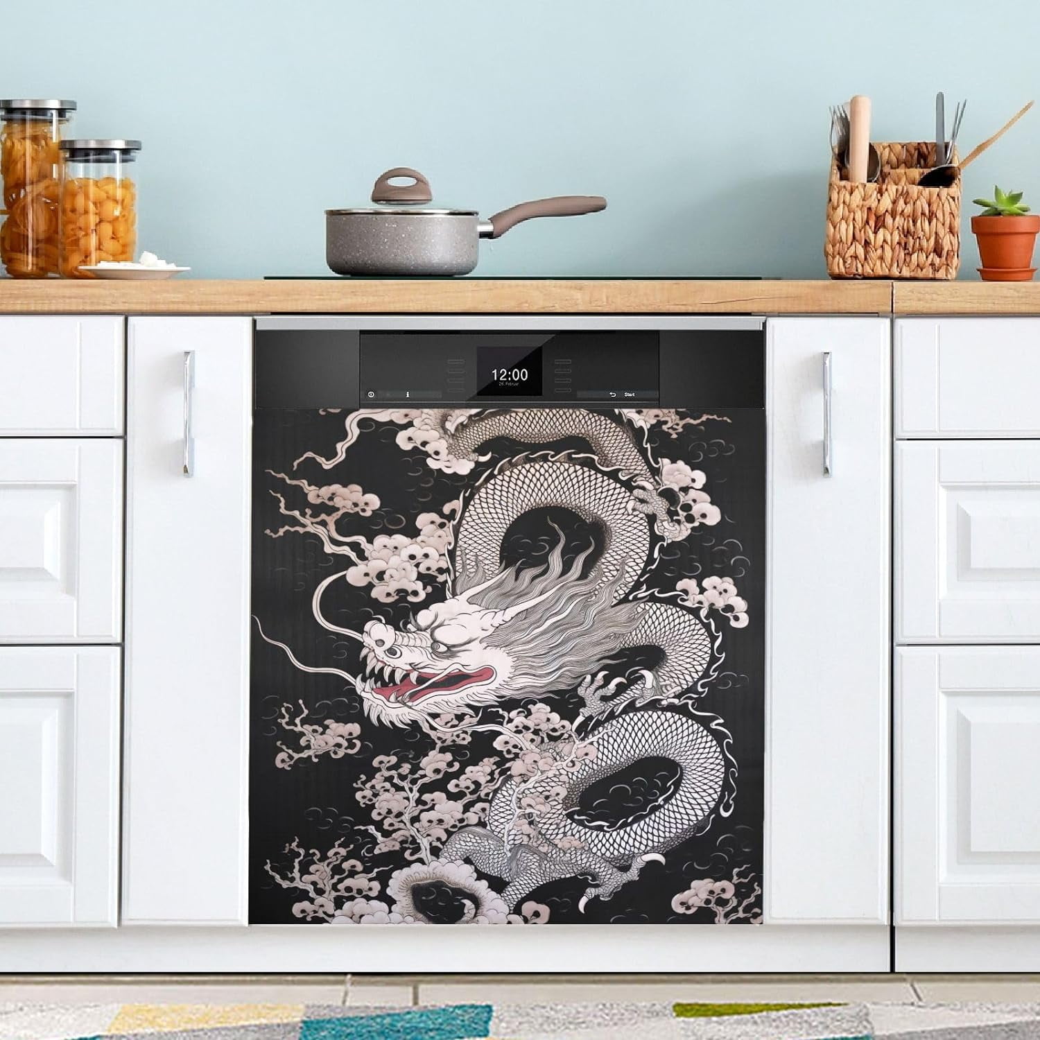 Coolnut Magnetic Dishwasher Stickers Chinese Traditional Dragon Kitchen ...