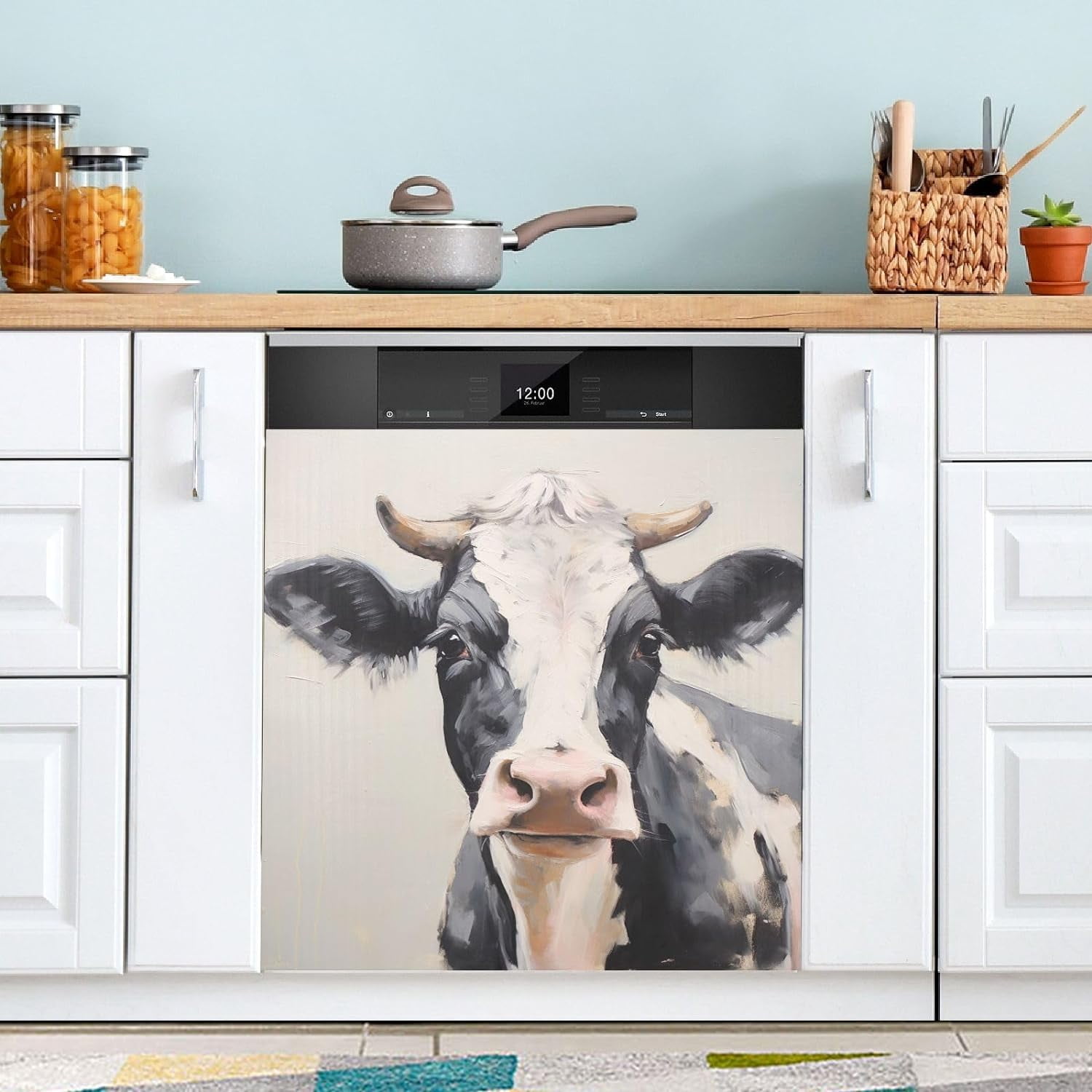 Coolnut Magnetic Dishwasher Stickers Cow Portraits Kitchen Dishwasher ...