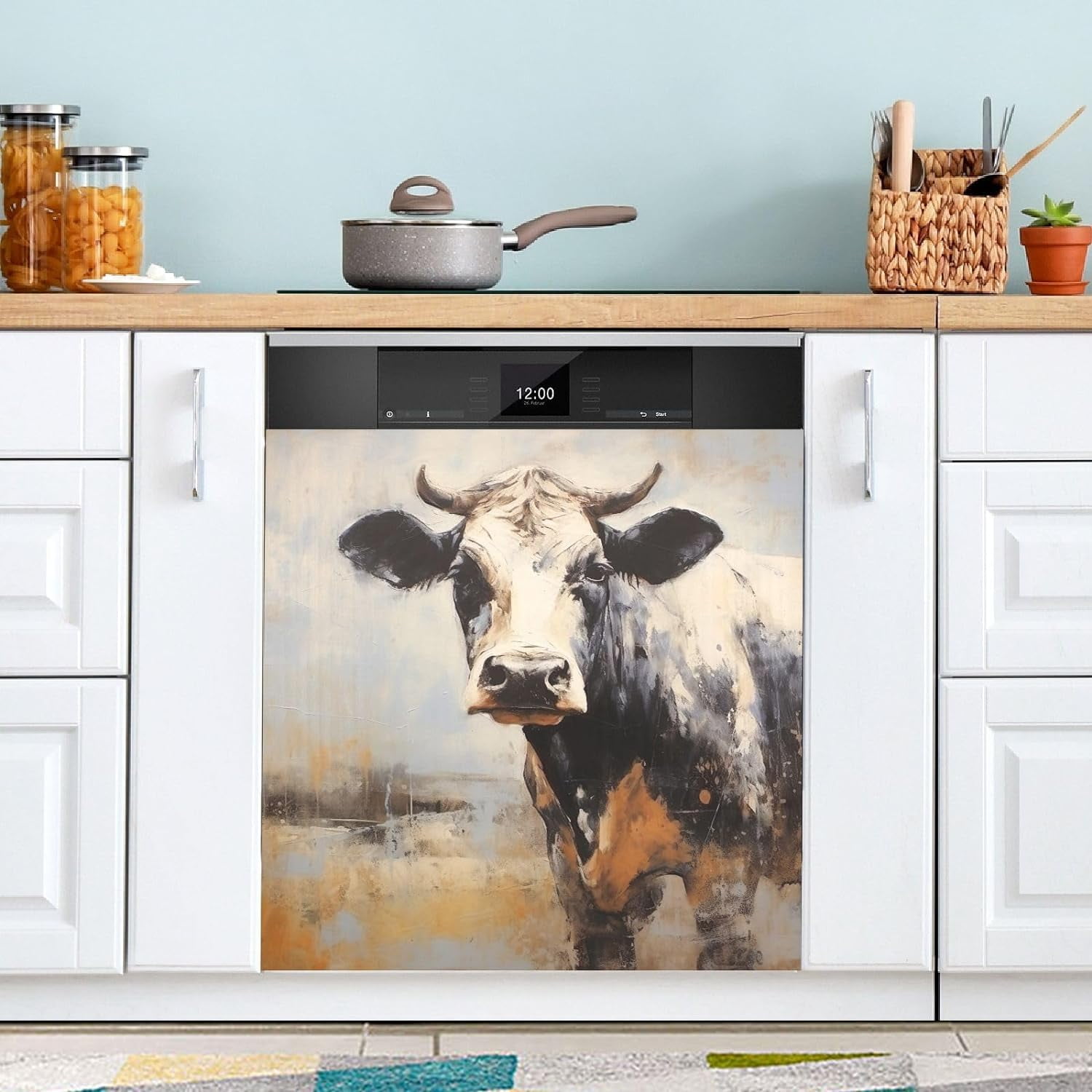 Coolnut Magnetic Dishwasher Stickers Cow Portraits Kitchen Dishwasher ...