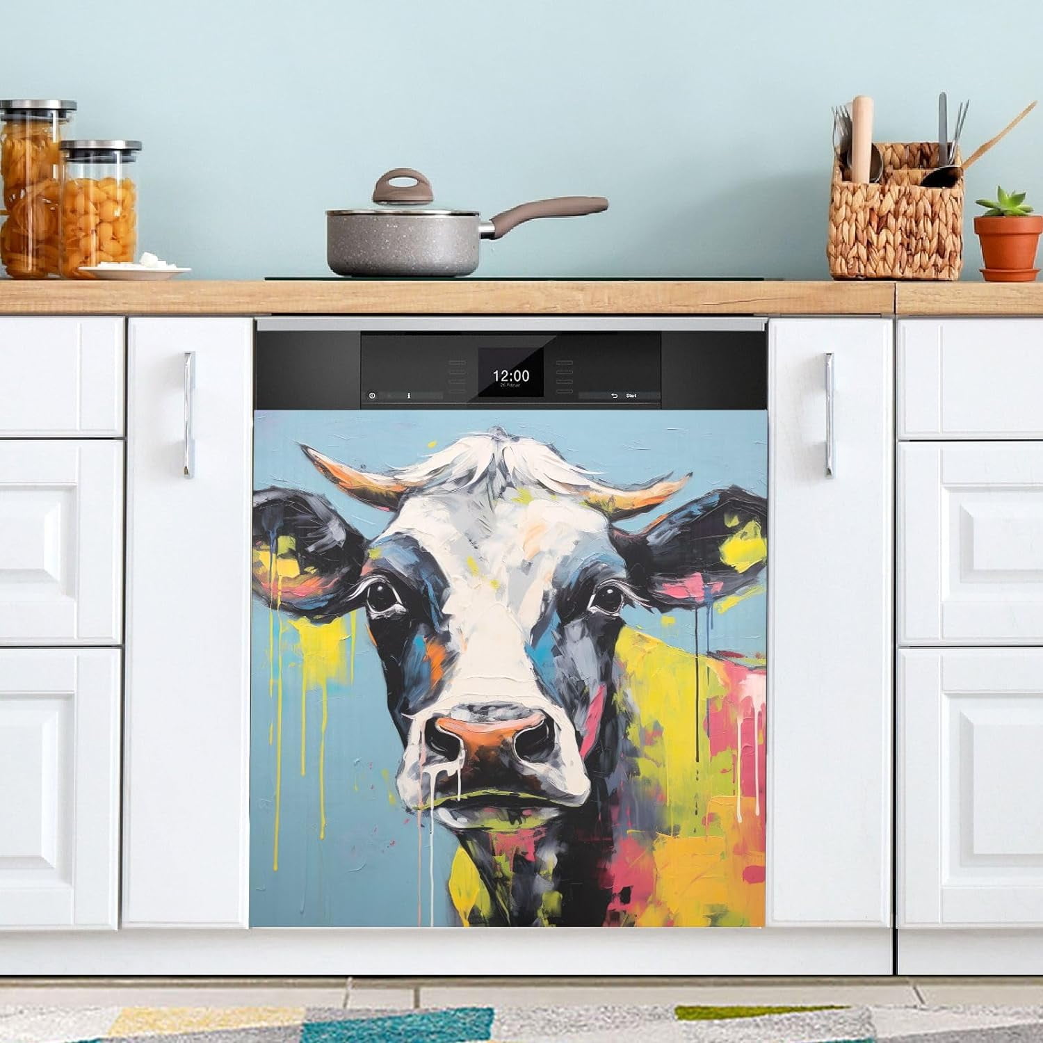 Coolnut Magnetic Dishwasher Stickers Cow Portraits Kitchen Dishwasher ...