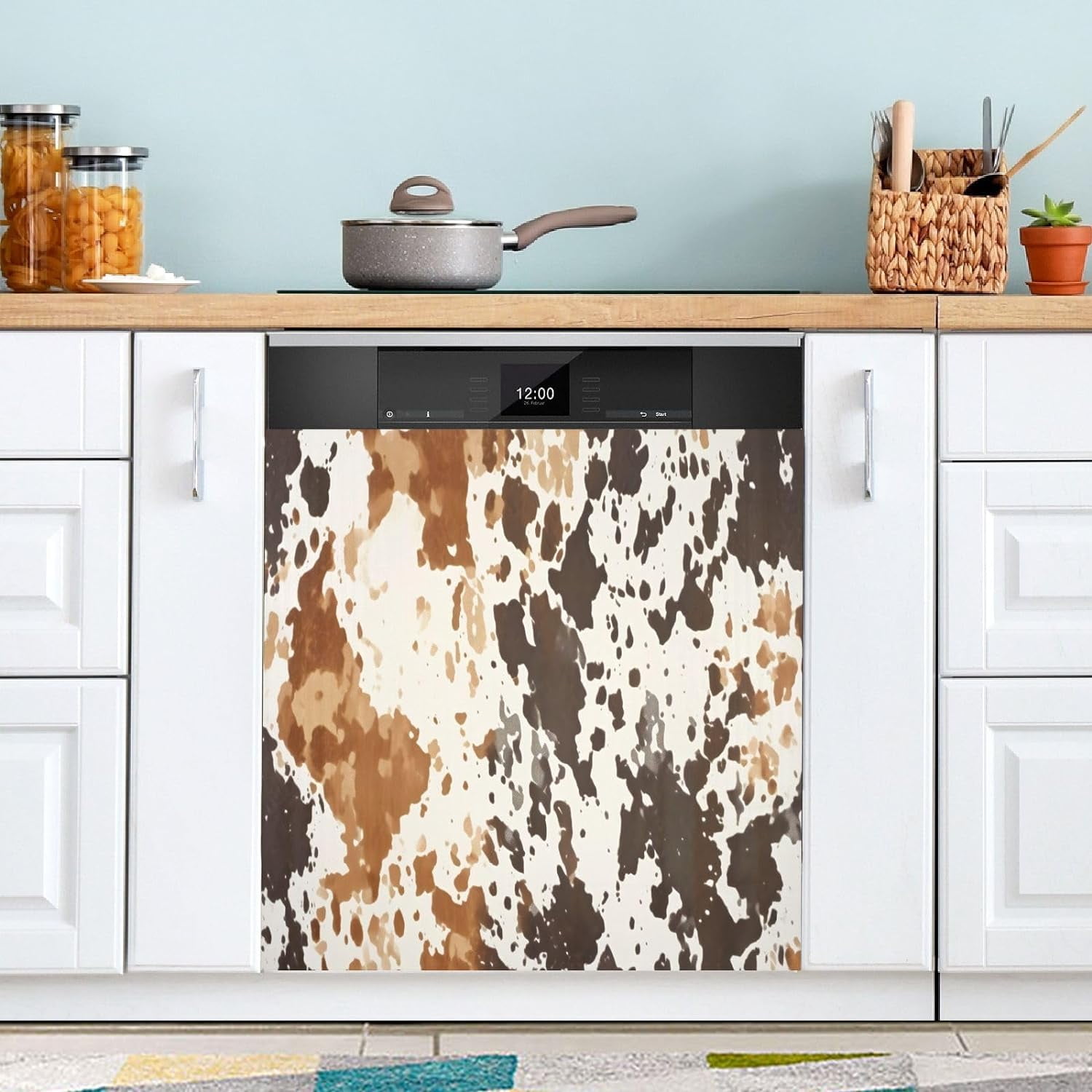 Coolnut Magnetic Dishwasher Stickers Cow Print Kitchen Dishwasher Cover ...