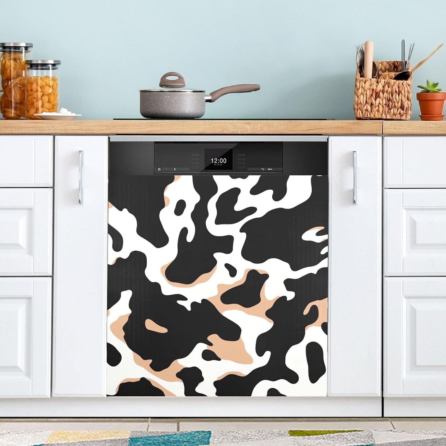 Coolnut Magnetic Dishwasher Stickers Cow Print Kitchen Dishwasher Cover ...
