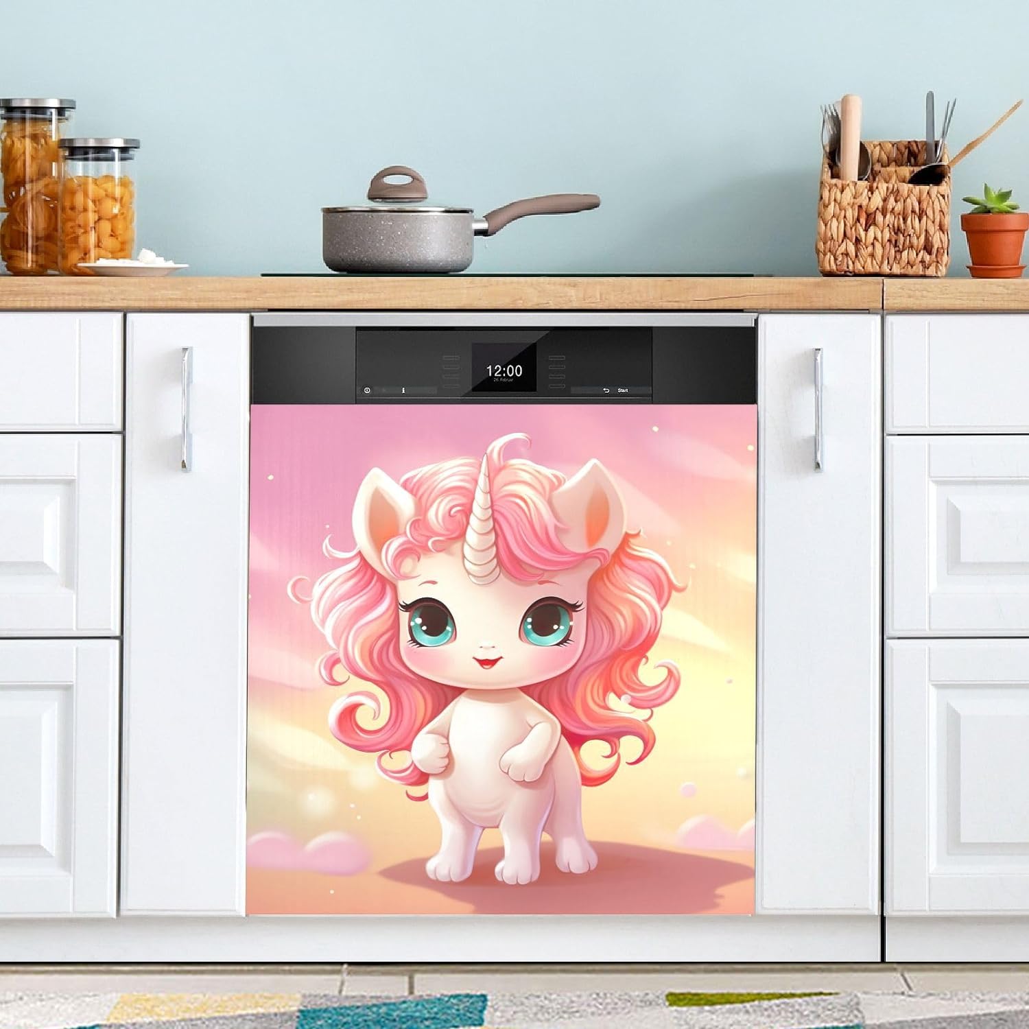 Coolnut Magnetic Dishwasher Stickers Cute Cartoon Unicorn Kitchen ...
