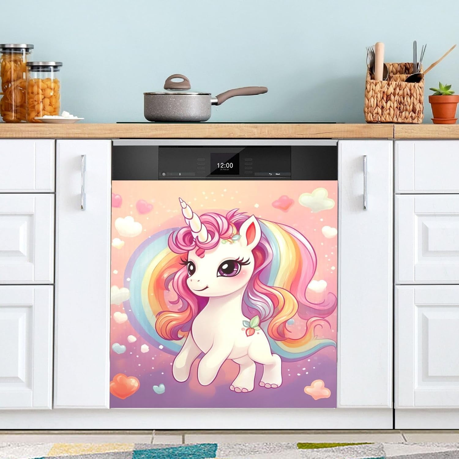 Coolnut Magnetic Dishwasher Stickers Cute Cartoon Unicorn Kitchen ...